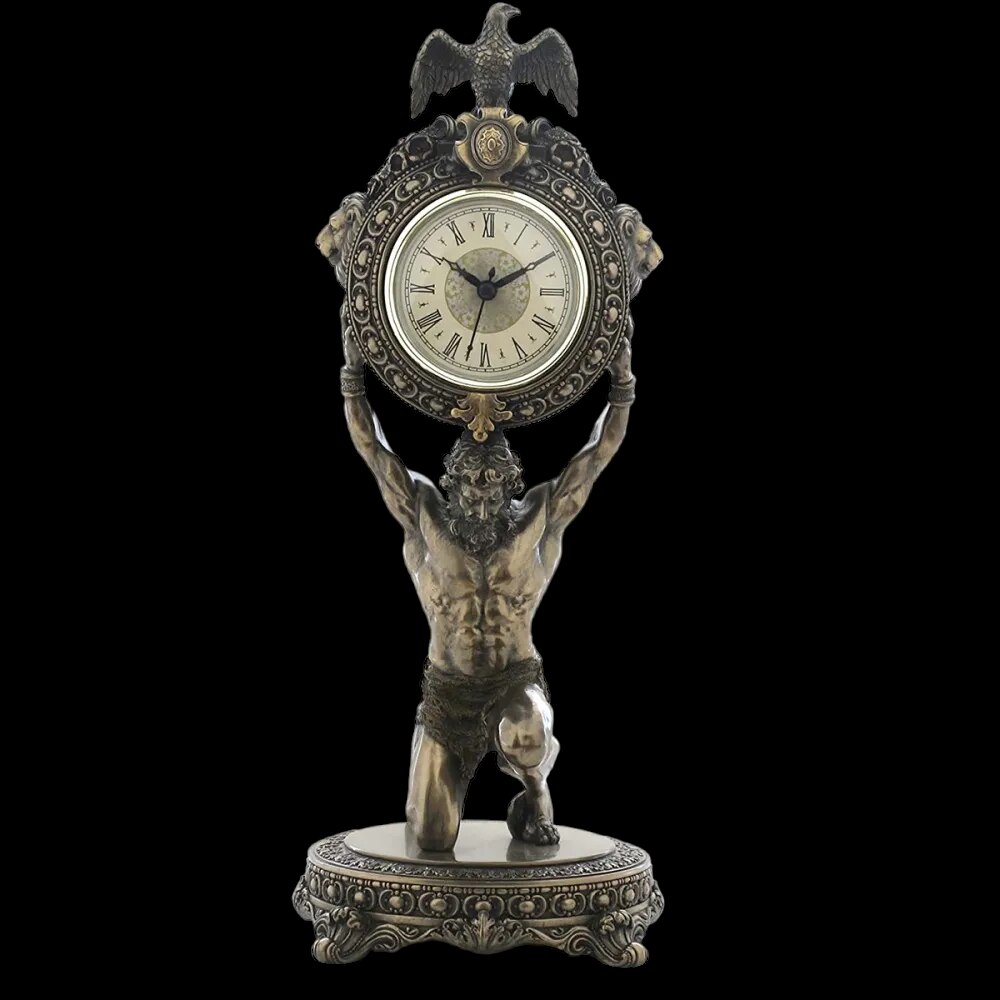 Ceas baroc Atlas, in Forma de Figurina, in Picioare, din Rasina ...