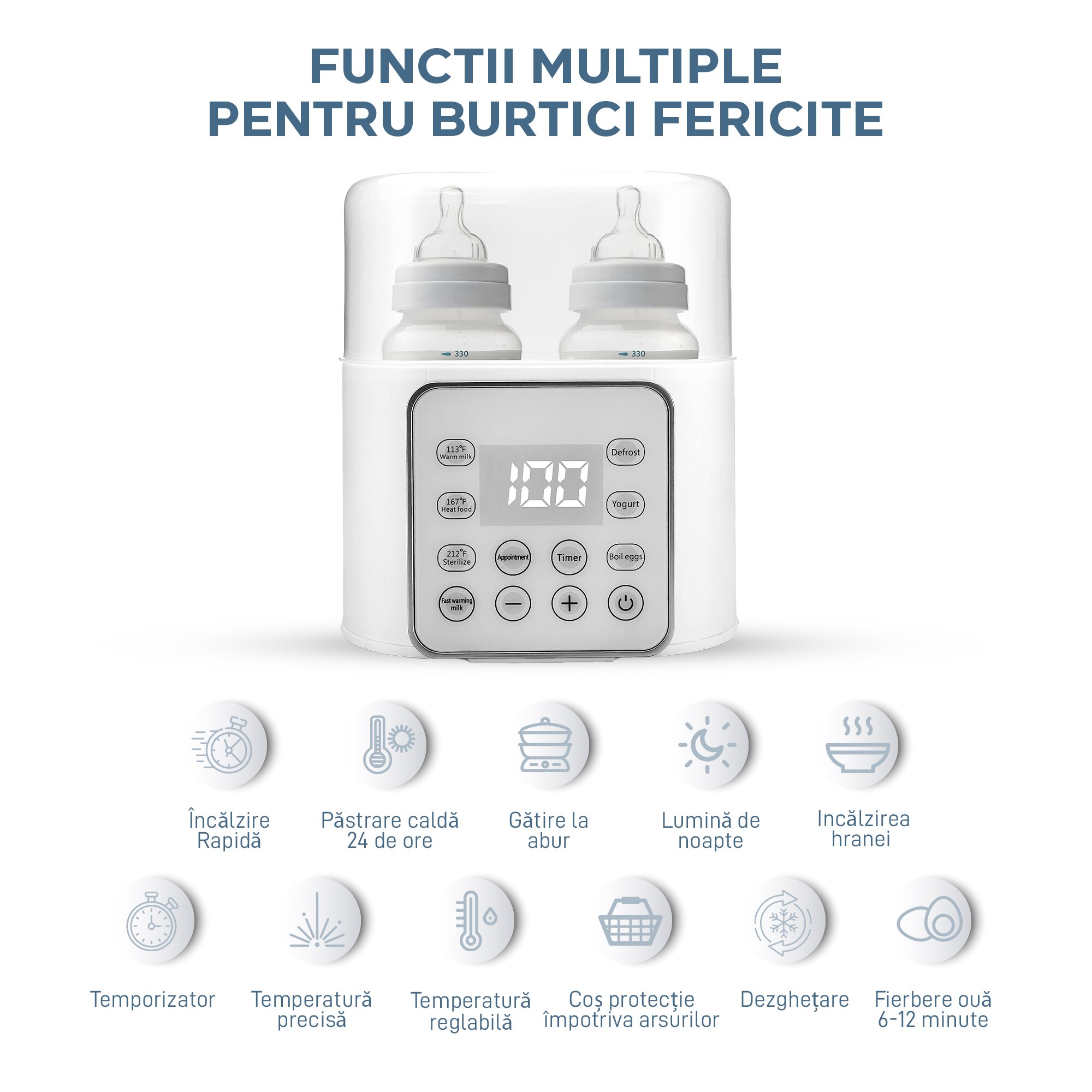 Incalzitor Biberoane Vixev, Sterilizator Multifunctional 12 in 1 ...