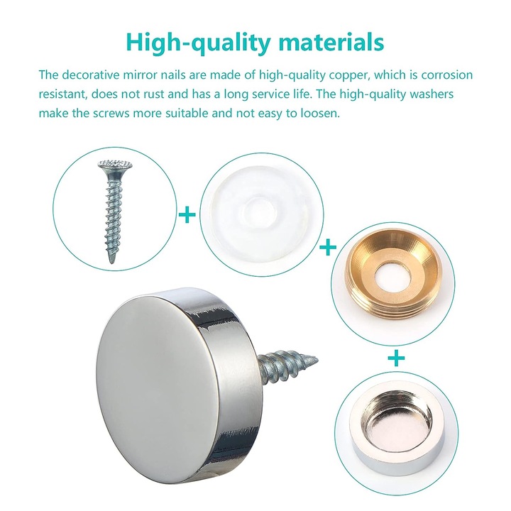 Set 20 suruburi decorative oglinda, Sunmostar, Alama, Argintiu - eMAG.ro