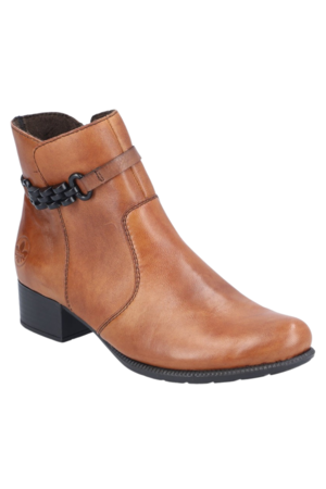 Botine casual, dama, RIEKER, 78676-25 maro, piele naturala, cu toc 37 ...