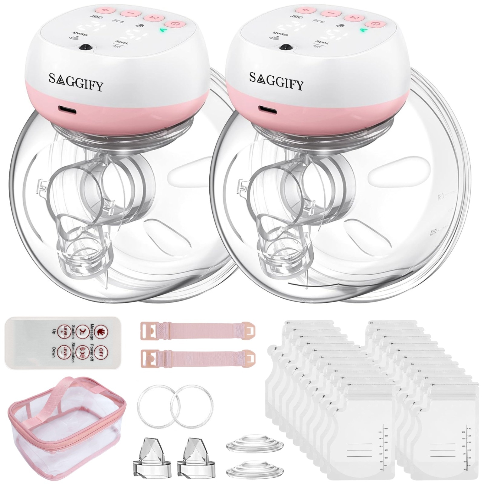 Set 2 Pompe de San Electrice, Saggify™, 12 nivele de masaj, 12 nivele suctiune si 6 nivele ...