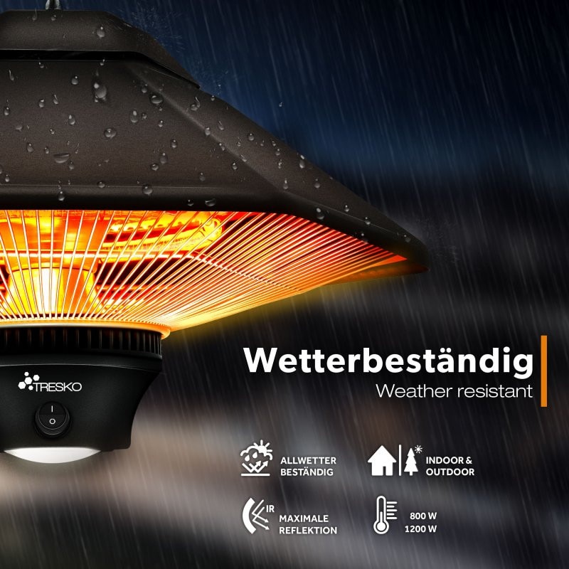 Radiator suspendat cu infrarosu, 1500W, cu telecomanda, Iluminare LED ...