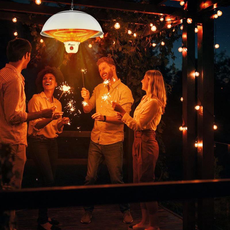 Radiator suspendat cu infrarosu, 1500W, cu telecomanda, Iluminare LED ...