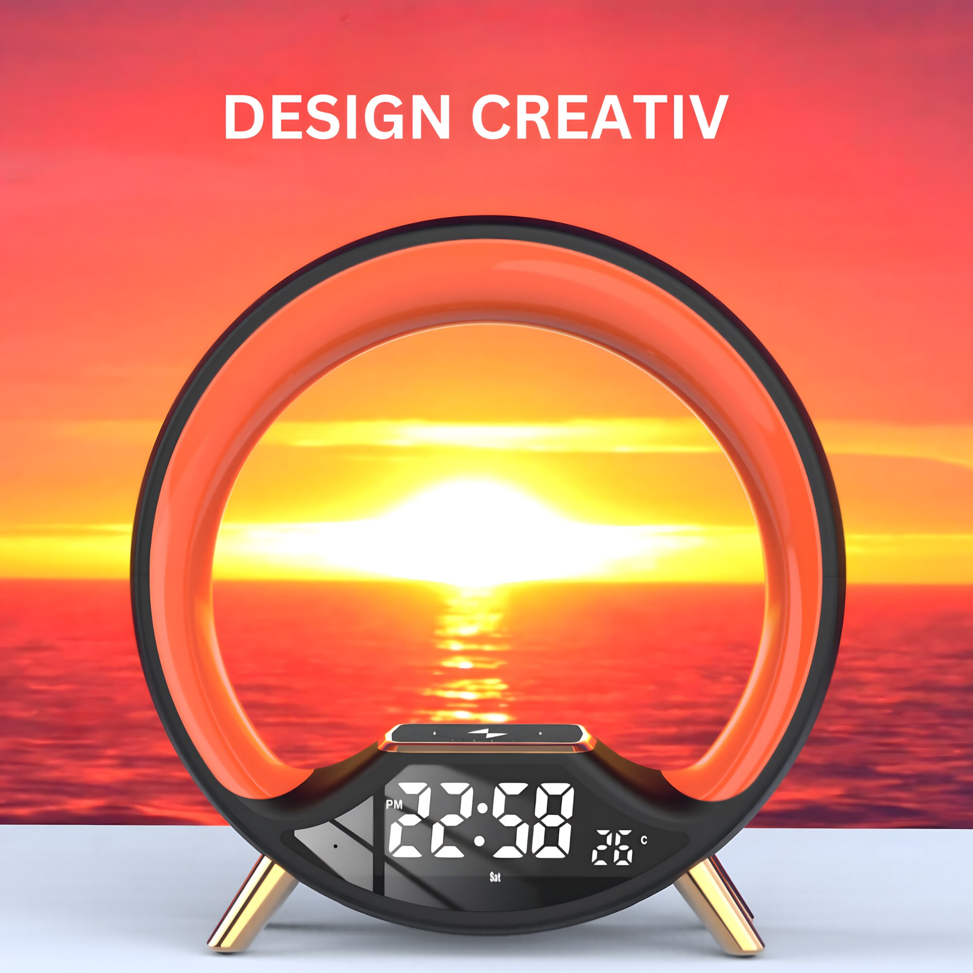 Lampa Smart LED, AZ PRODUCTS® RGB Multifunctionala, Incarcator Wireless ...