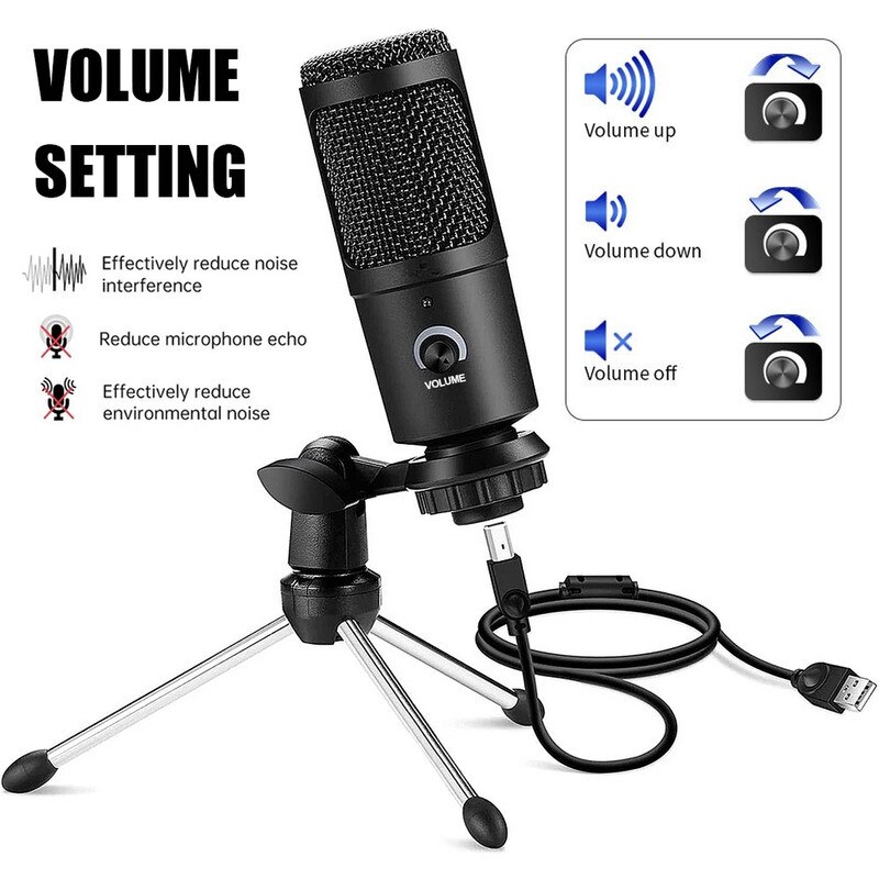 Microfon gaming, USB, Pentru streaming, Negru - eMAG.ro