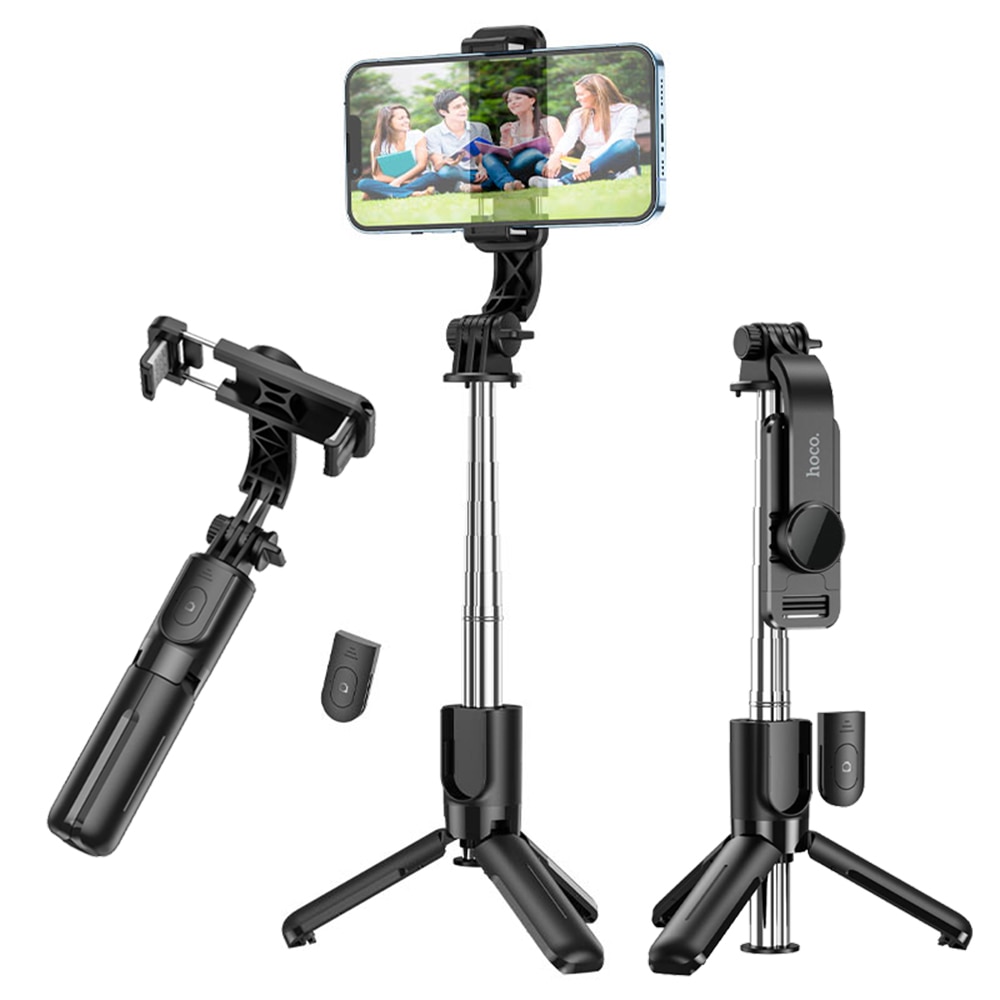 Selfie Stick si Trepied Bluetooth, Silicon, 60cm, Z418, Negru - eMAG.ro