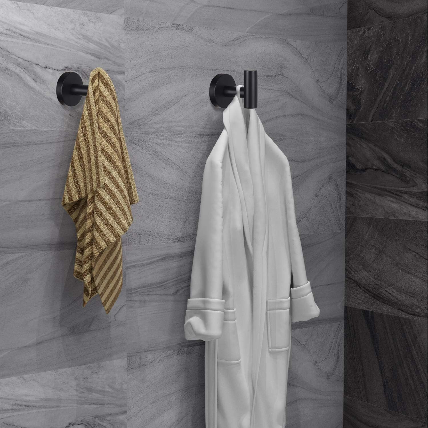 Set 4 carlige pentru prosoape, Sunmostar, Inox, Negru mat - eMAG.ro