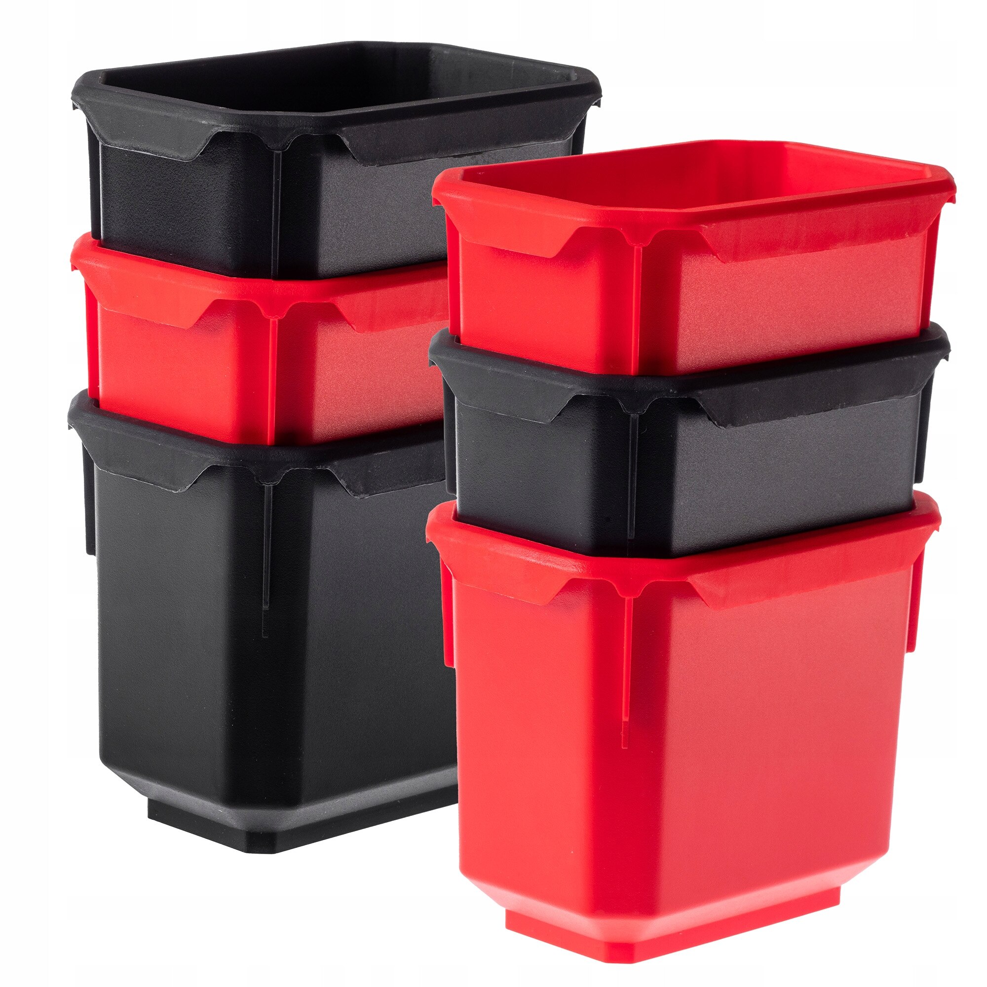 Set 6 Containere de depozitare, Kadax, plastic, negru/rosu - eMAG.ro