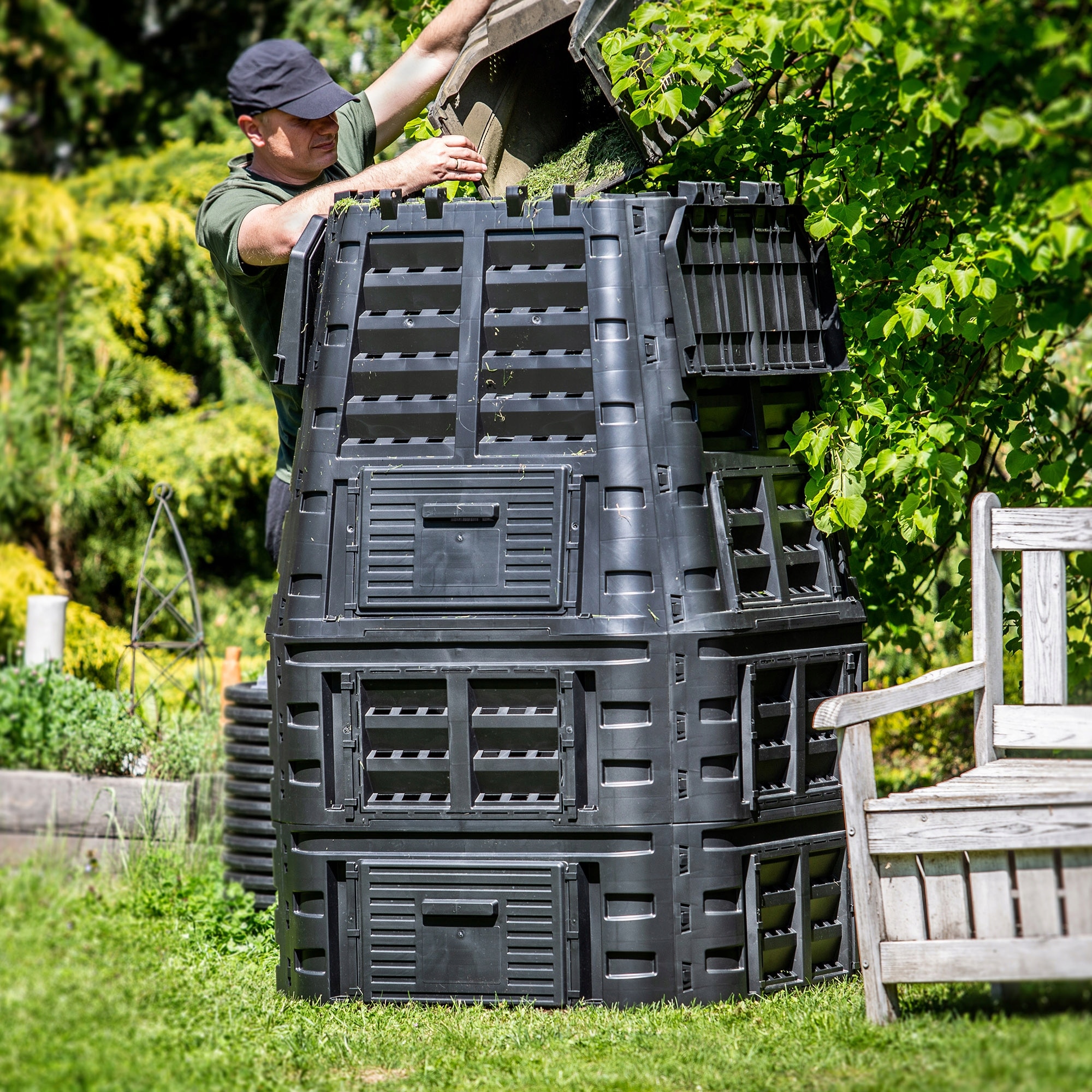 Composter modular, Kadax, 1000L, Negru - eMAG.ro