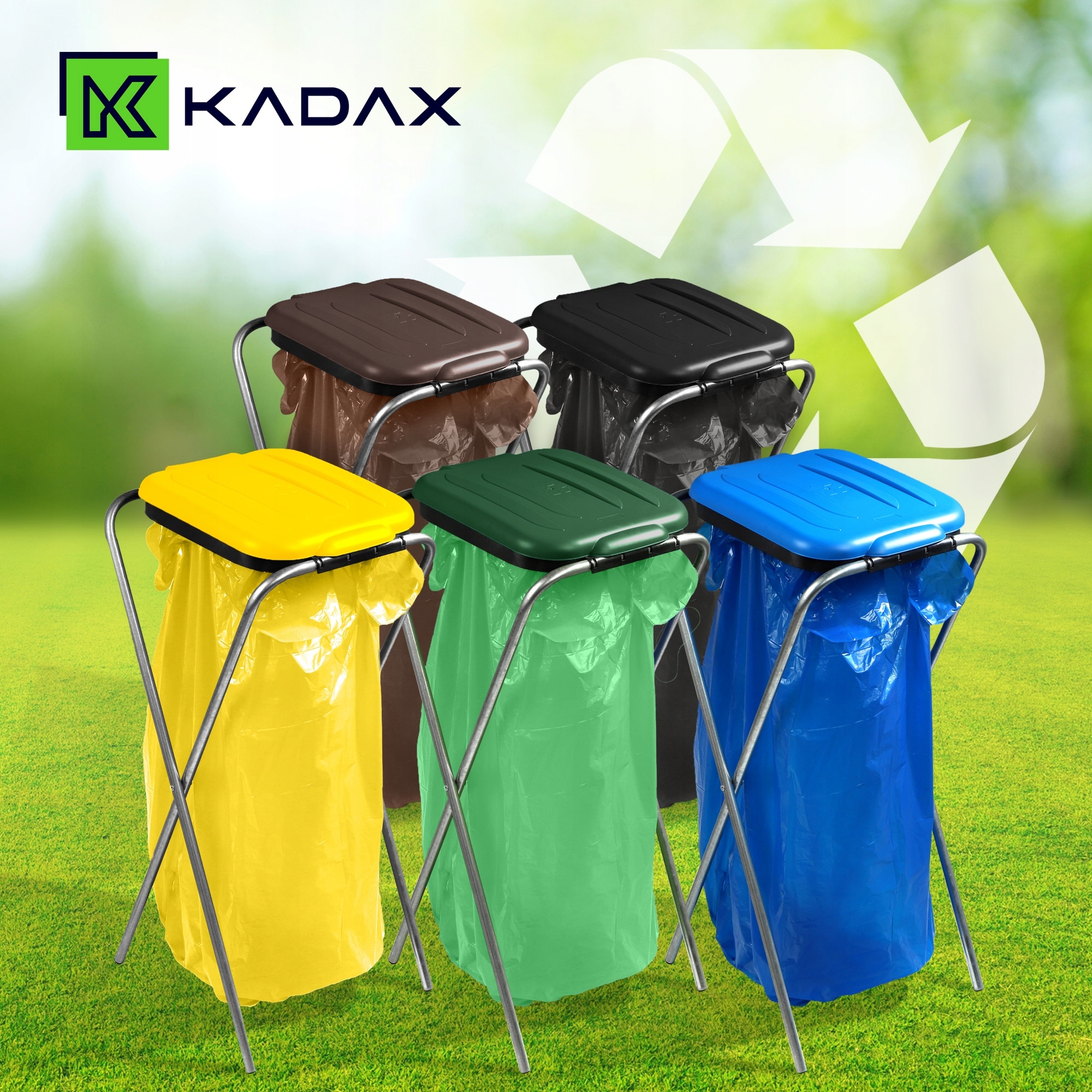 Suport pentru saci de gunoi, Kadax, + cadru de gunoi, plastic/otel ...