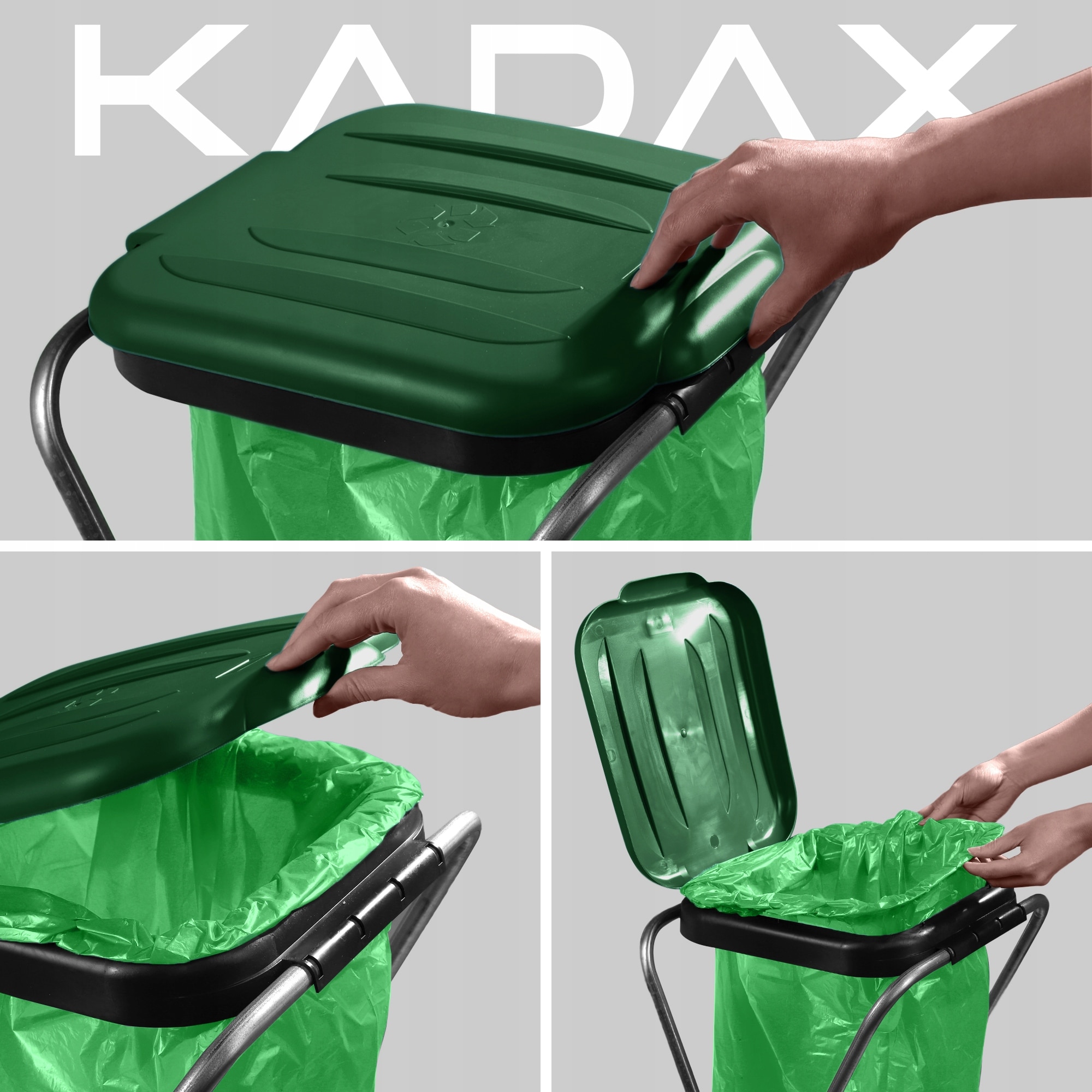 Suport pentru saci de gunoi, Kadax, + cadru de gunoi, plastic/otel ...