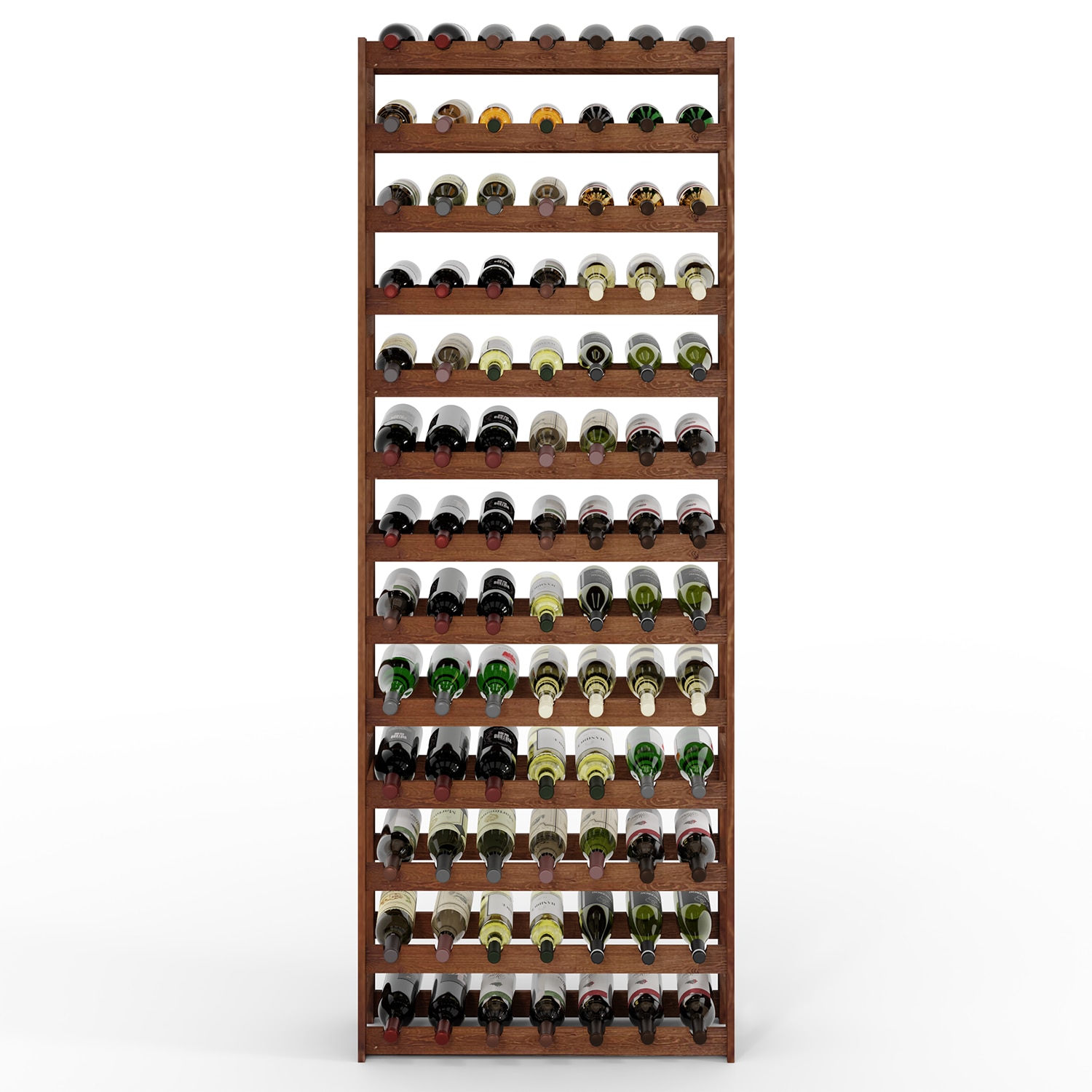 Raft pentru vinuri, Lenmar RW-1-91, lemn de pin, 91 sticle, 13 nivele, maro, 198x73x25 cm - eMAG.ro