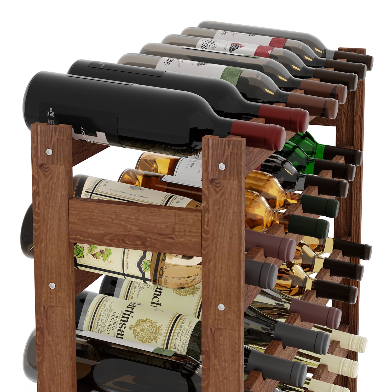 Raft pentru vinuri, Lenmar RW-1-91, lemn de pin, 91 sticle, 13 nivele, maro, 198x73x25 cm - eMAG.ro