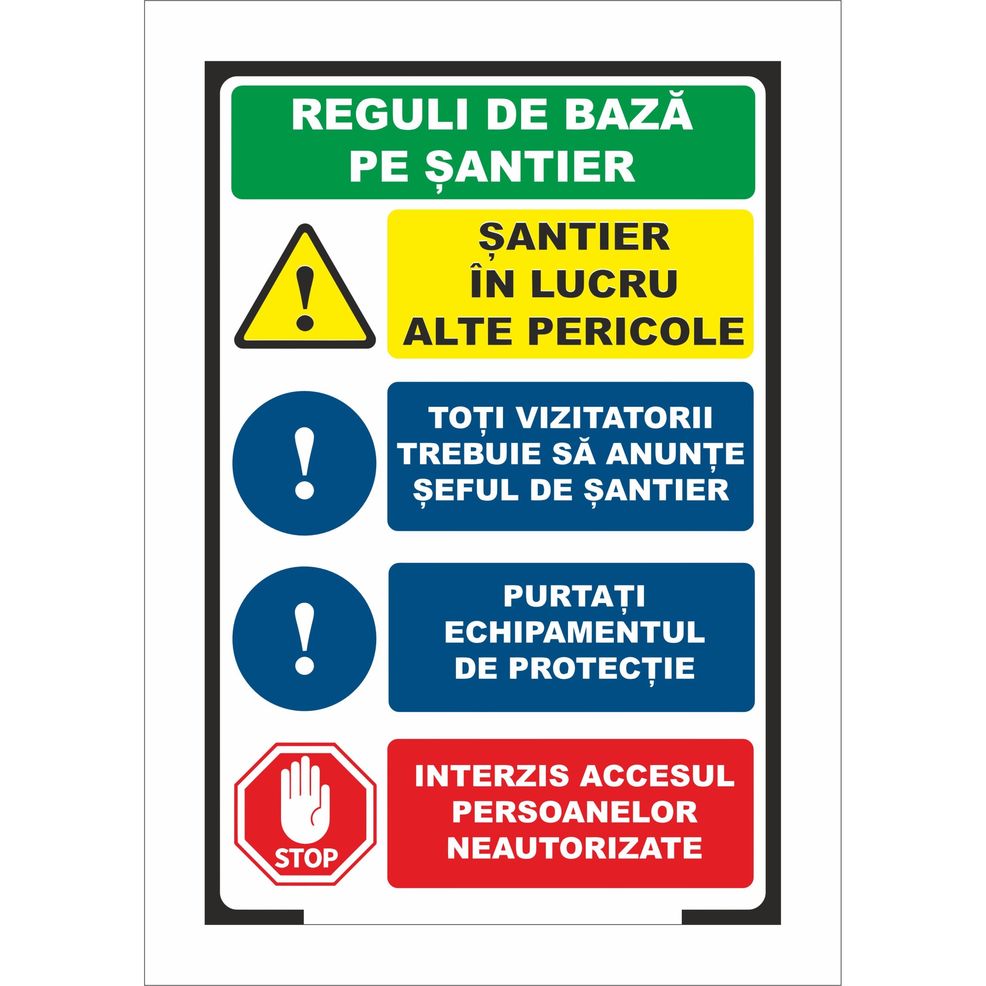 Panou SSM, Reguli de santier, 75 x 50 cm, banner cu capse - eMAG.ro