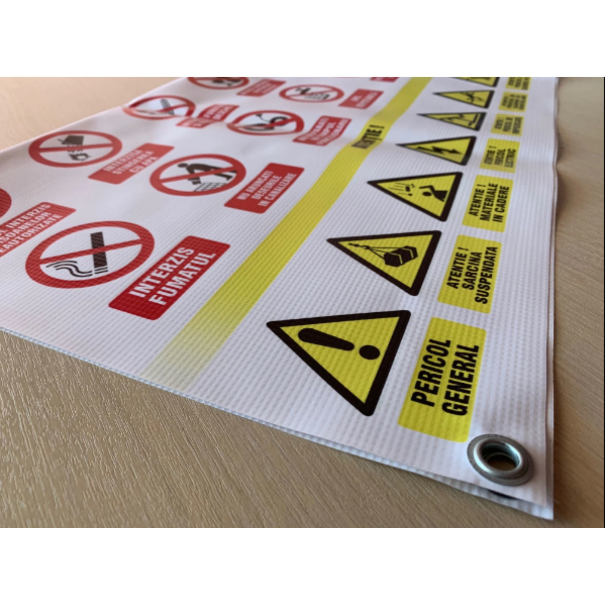 Panou SSM, Reguli de santier, 75 x 50 cm, banner cu capse - eMAG.ro
