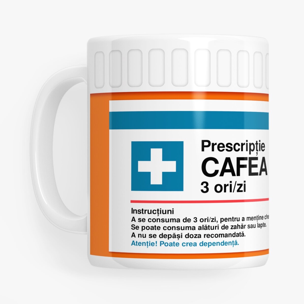 Cana Cadou Prescriptie Medicala Cafea, Ceramica, Alb/Portocaliu, 325 ml ...