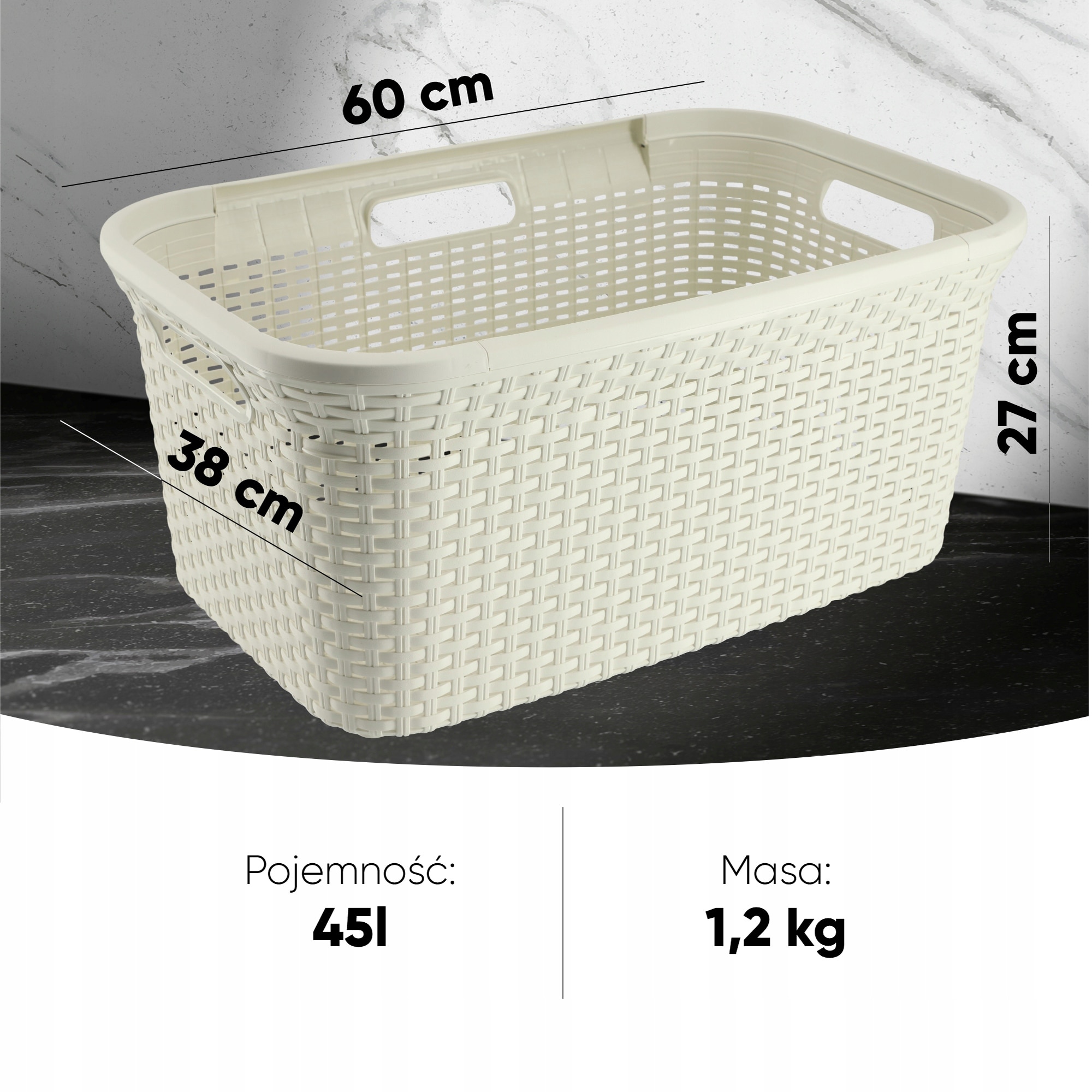 Set 2 cosuri de rufe, Curver, Plastic, 60l/45l, Crem - eMAG.ro