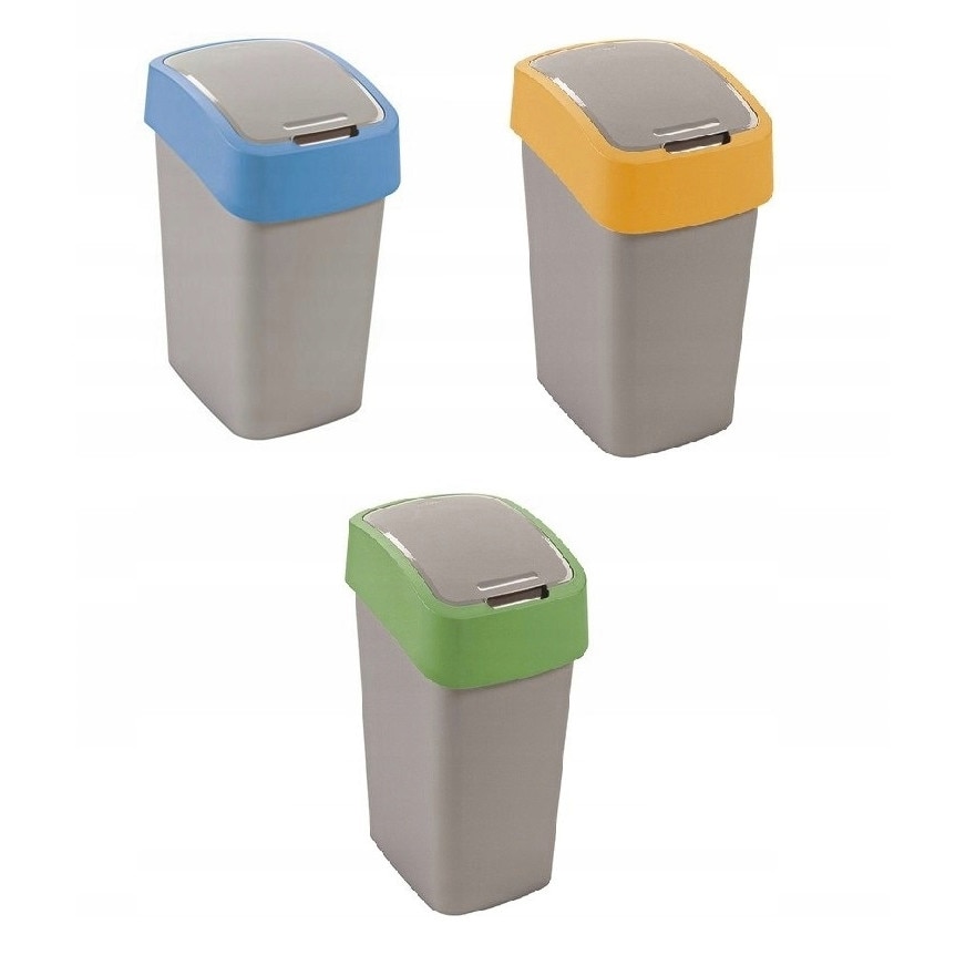 Set 3 cosuri gunoi, Curver, 3X50L, Pentru reciclare, Gri - eMAG.ro