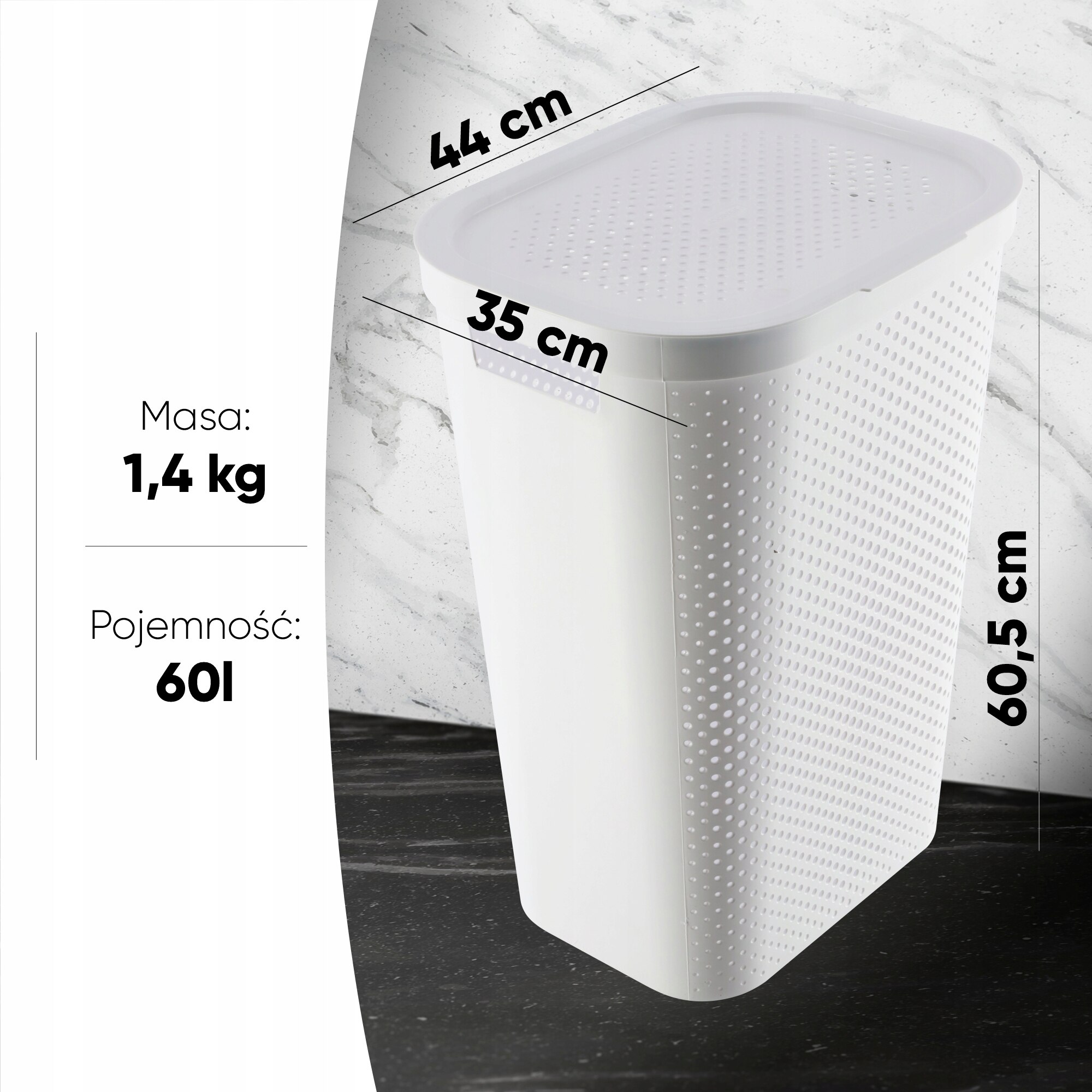 Set 2 cosuri de rufe, Curver, Plastic, 2 x 60 L, Alb/ Gri - eMAG.ro