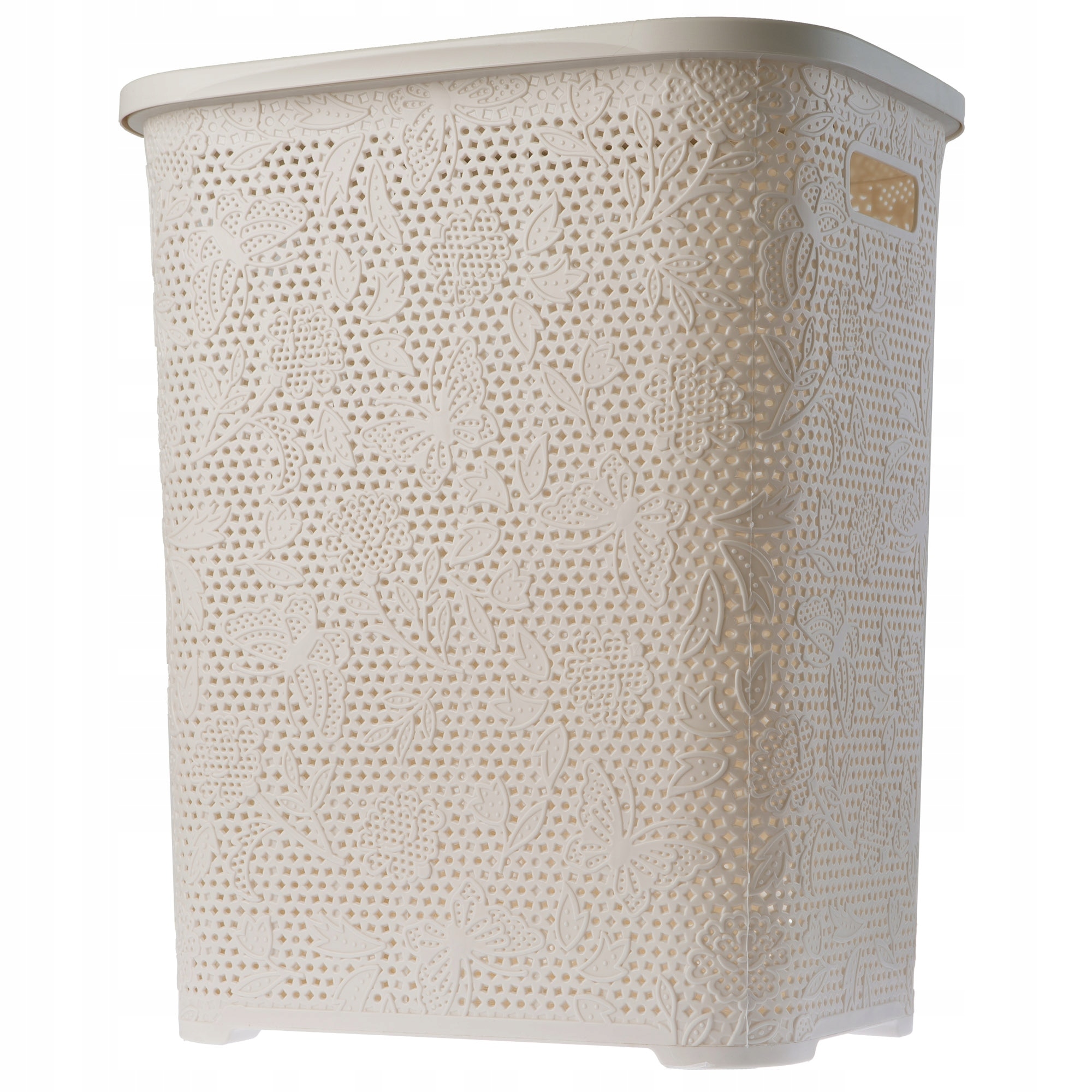 Cos mare de rufe cu capac, Plastic, Crem, 55 L - eMAG.ro