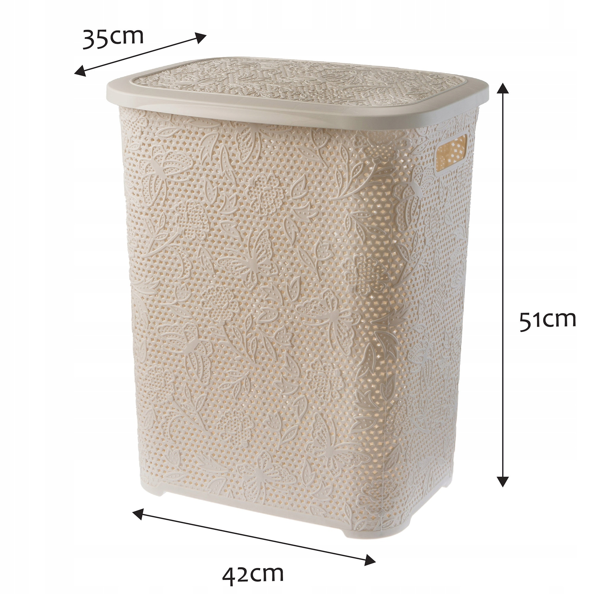 Cos mare de rufe cu capac, Plastic, Crem, 55 L - eMAG.ro