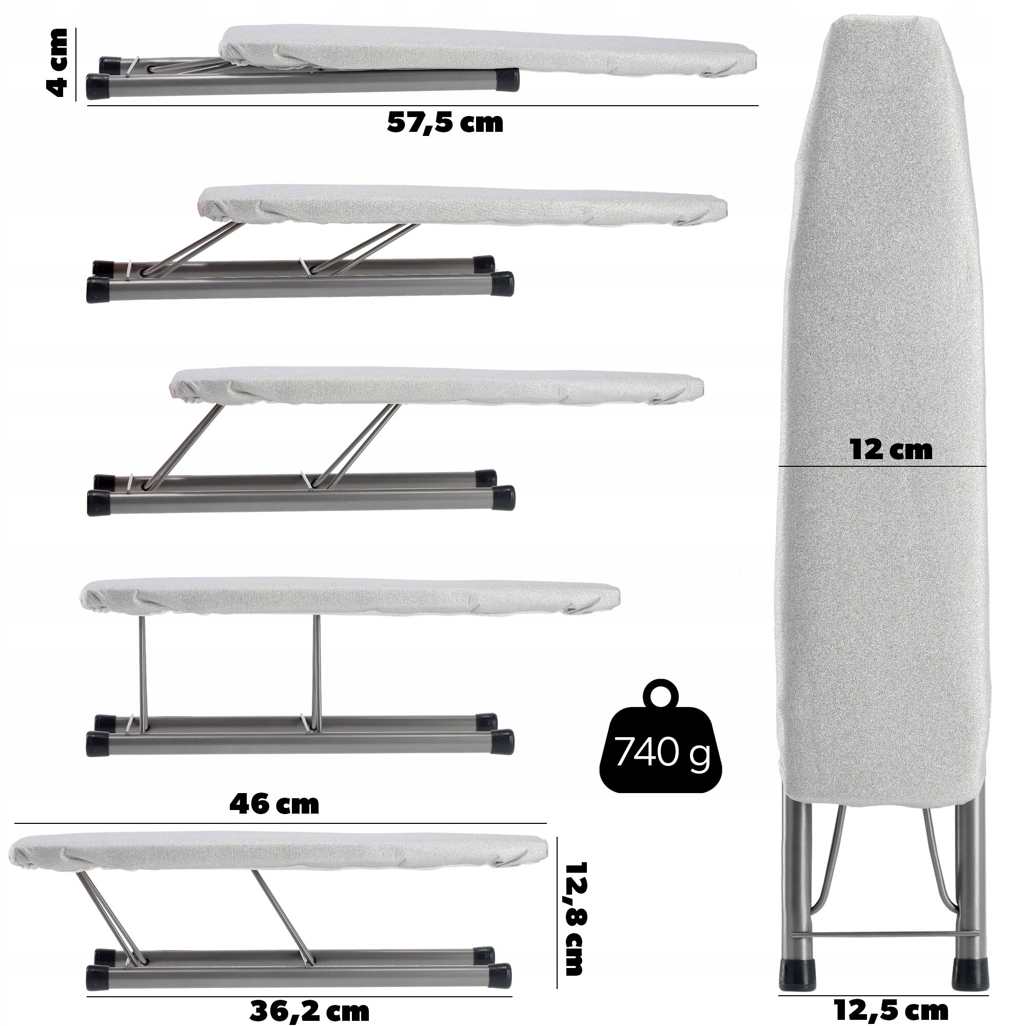 Masa de calcat maneci, Kadax, Bumbac, 46x12 cm, Gri - eMAG.ro