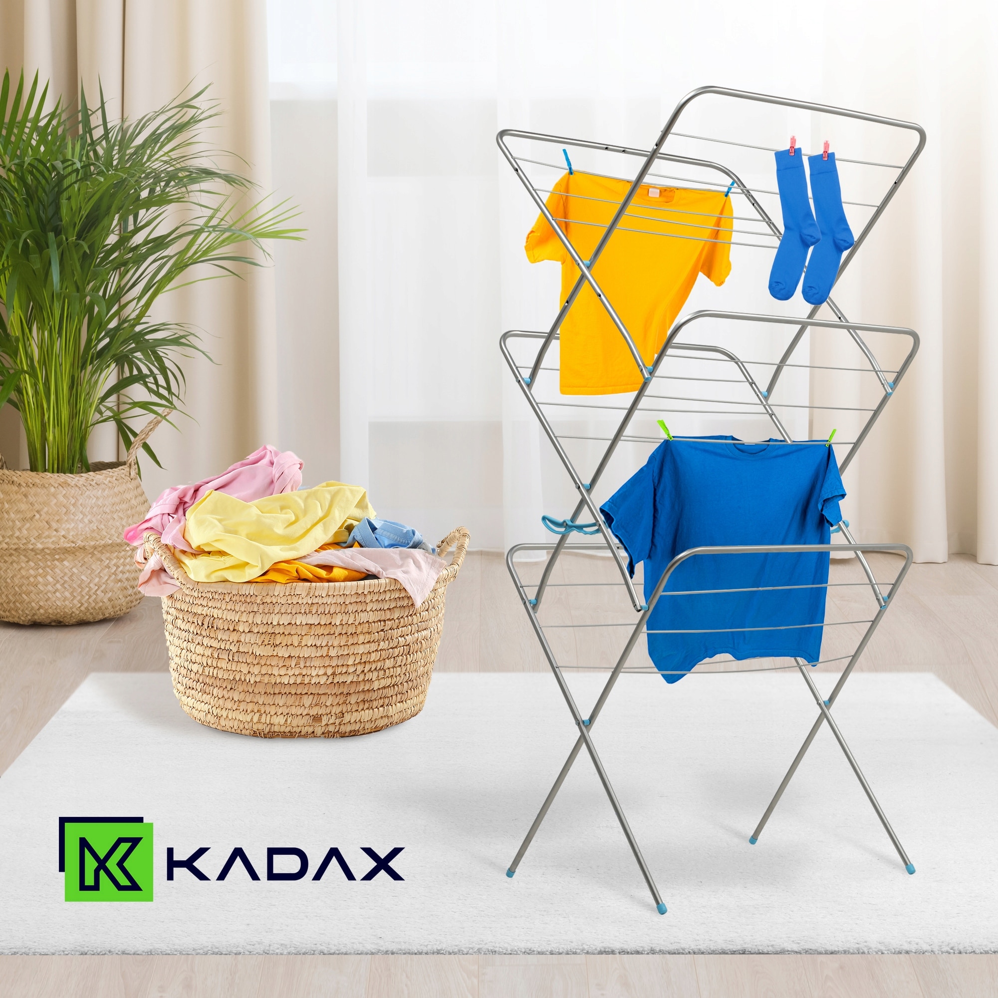 Uscator de rufe vertical, Kadax, Otel/Plastic, 61 x 5,5 x 75,5 cm ...