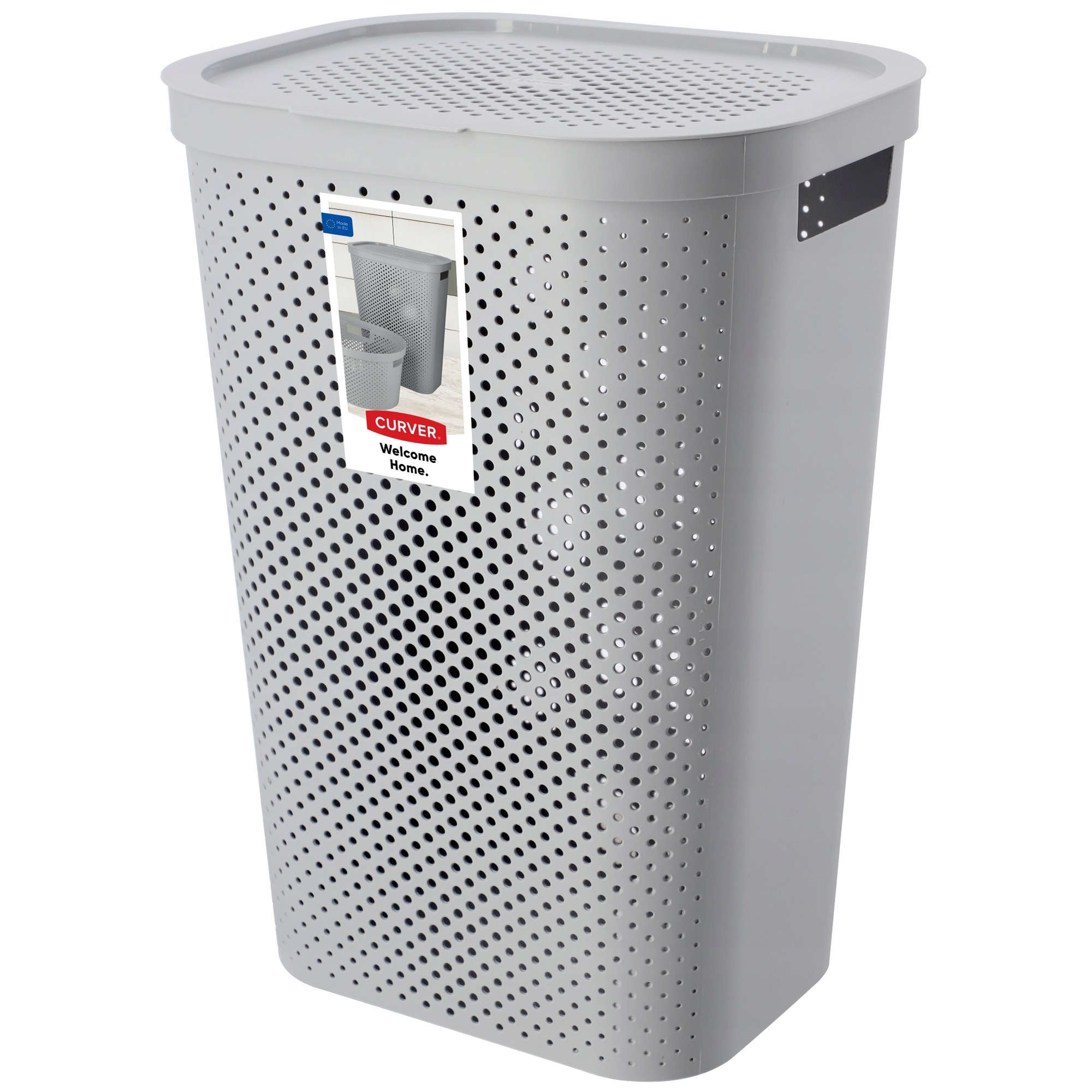 Set 2 cosuri de rufe, Curver, Plastic, 2 x 60 L, Alb/ Gri - eMAG.ro