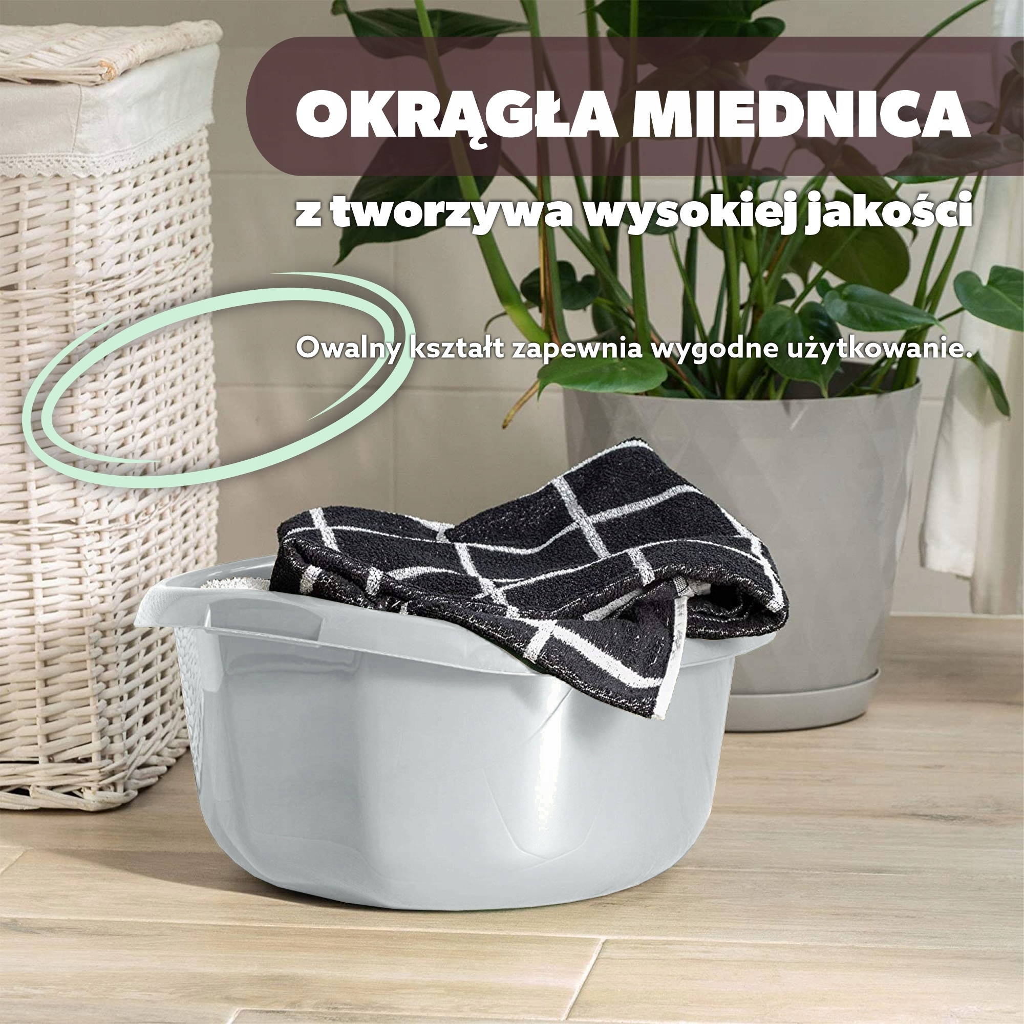 Lighean cu maner, KADAX, Plastic, 20L, Gri - eMAG.ro