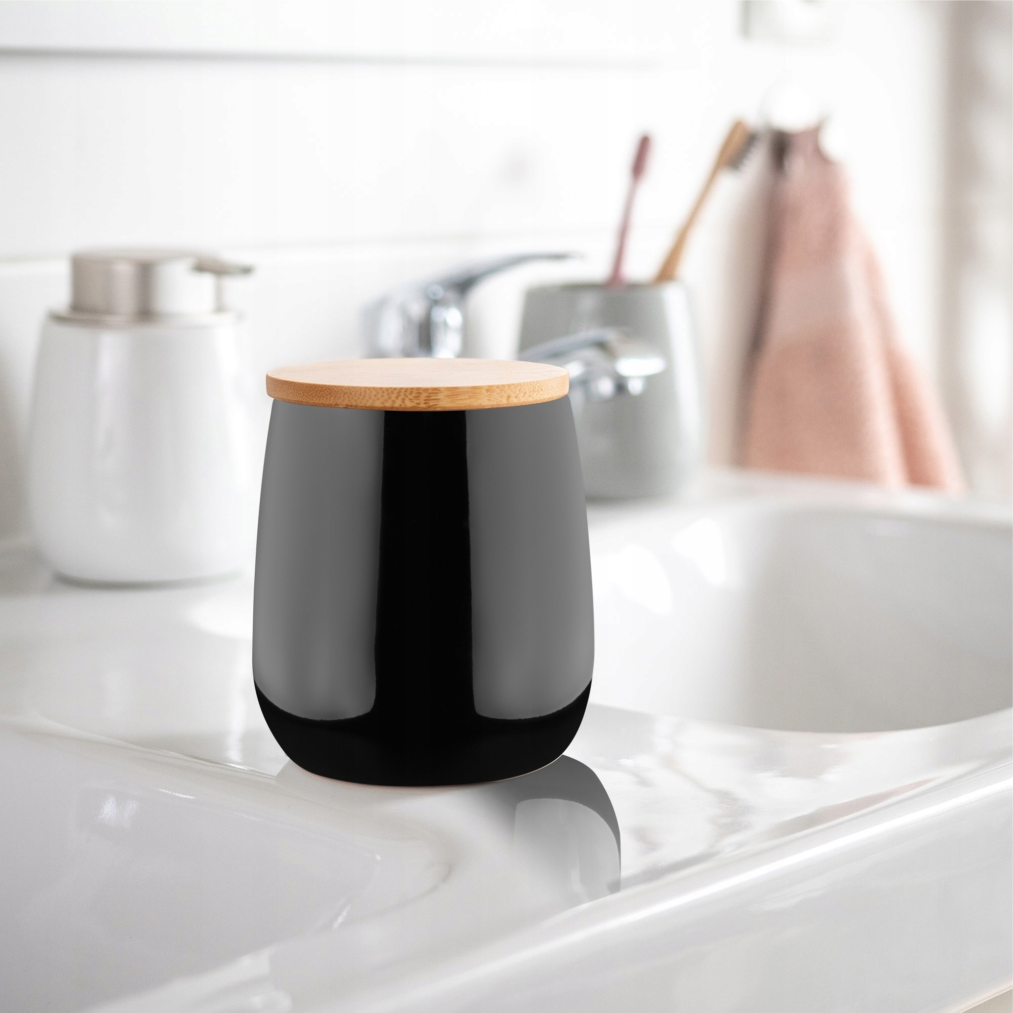 Recipient baie, Kadax, Ceramica, Negru - eMAG.ro