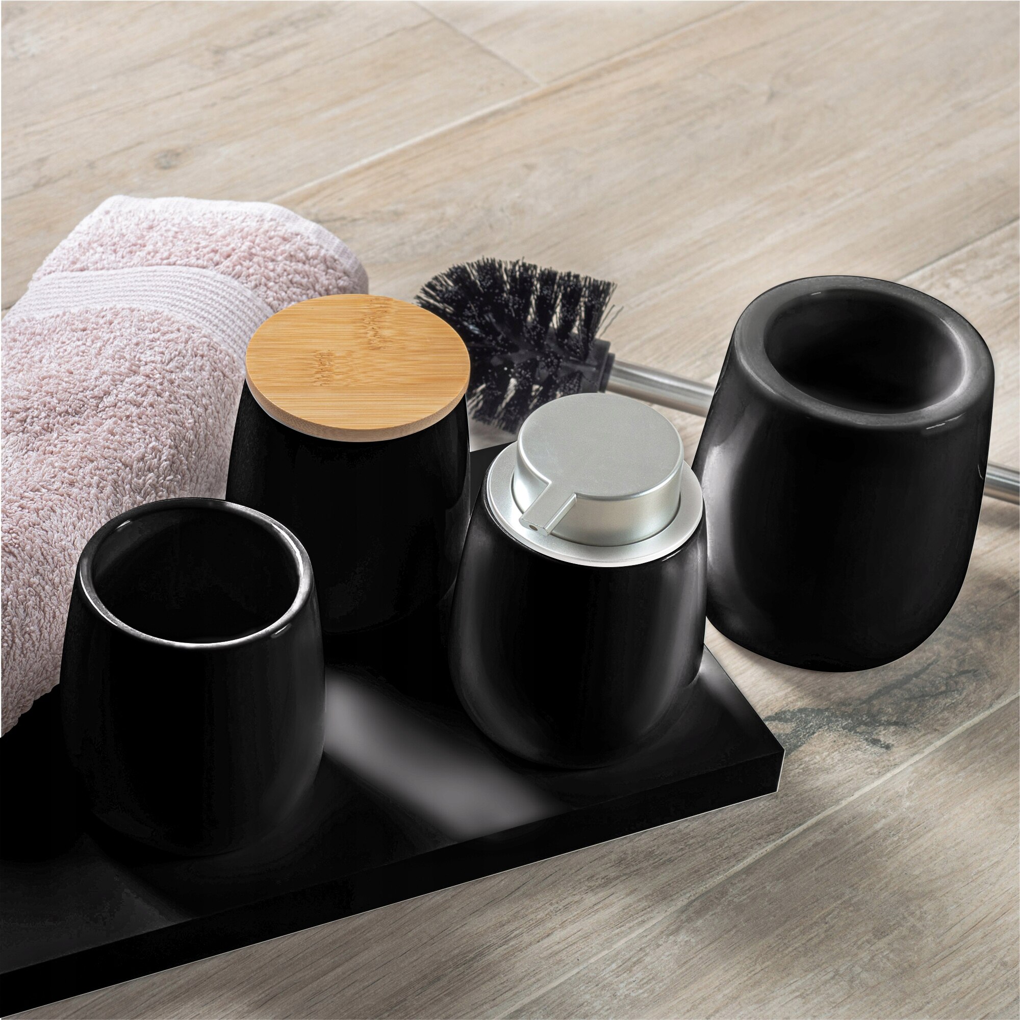 Recipient baie, Kadax, Ceramica, Negru - eMAG.ro