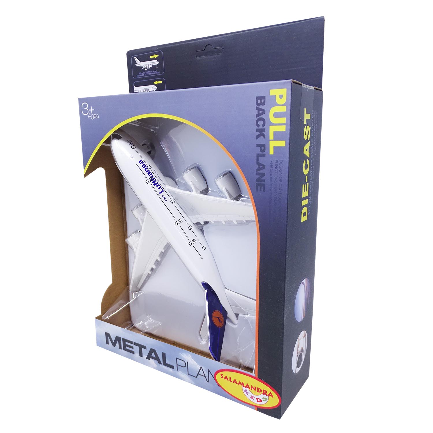 Метална играчка самолет със светлини и звуци Тъмно син - eMAG.bg