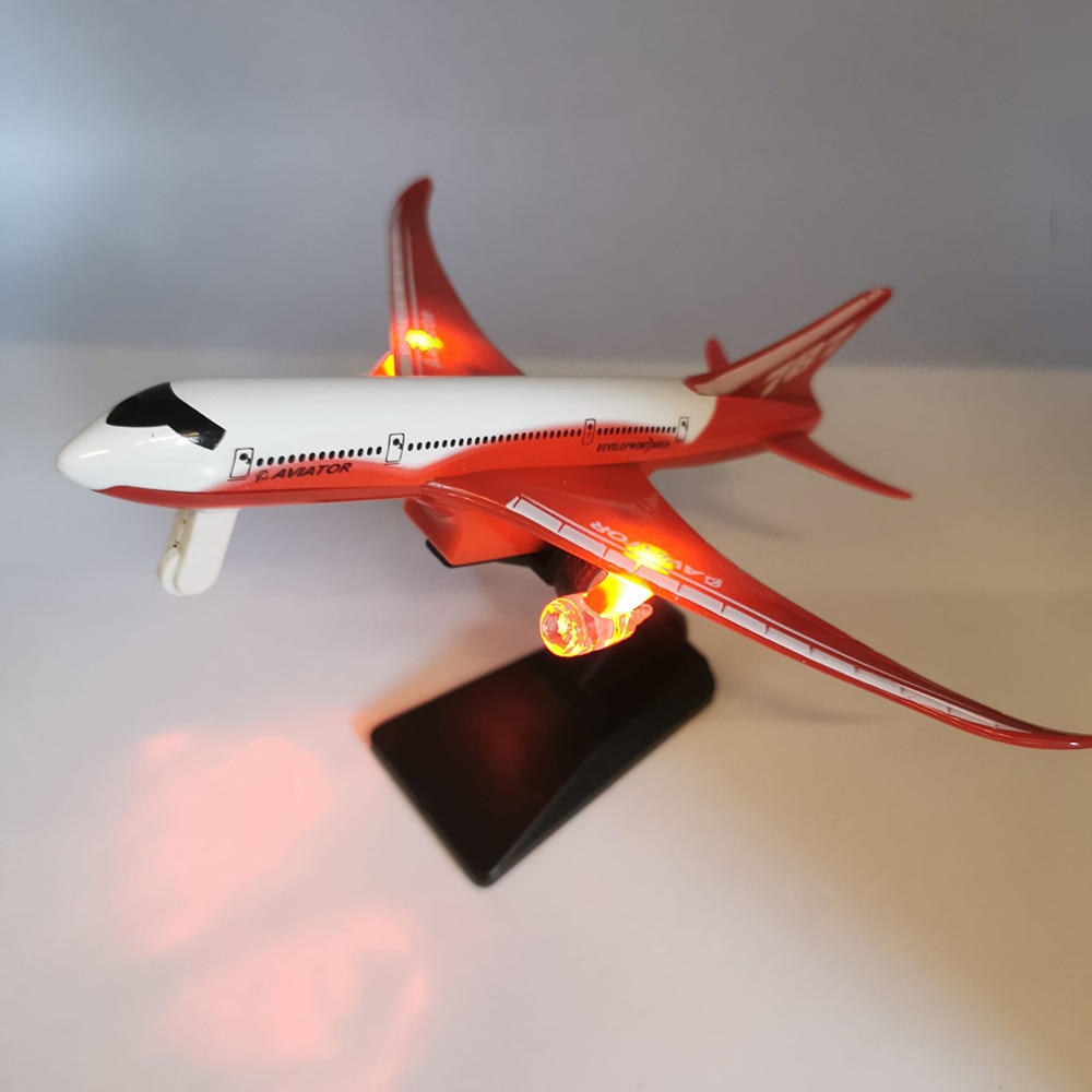 Avion de metal, tip Boeing 787, scara 1:300, cu lumini, sunete, pull ...