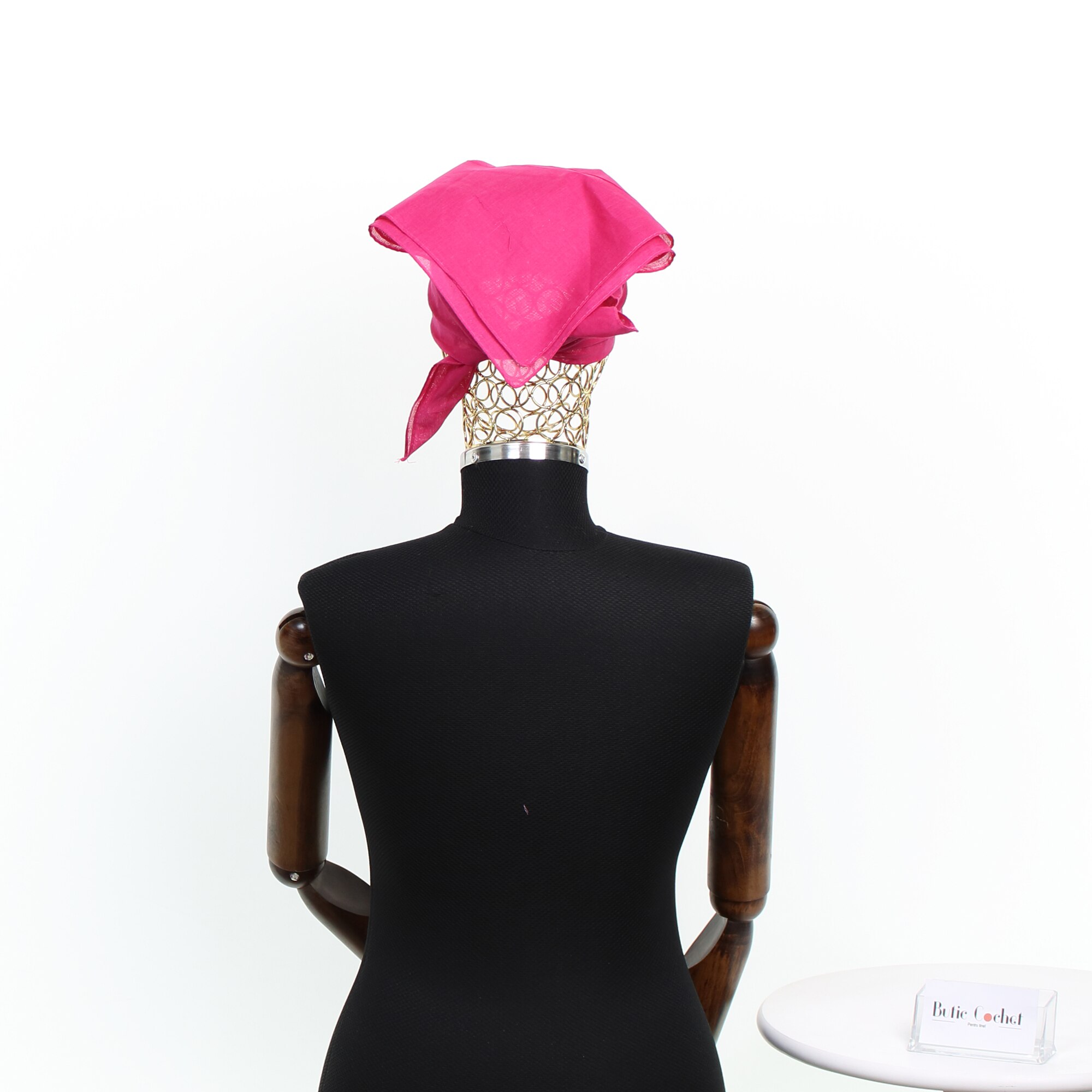 Bandana din bumbac, dimensiune 55x55 cm, Buticcochet, model uni, Fucsia ...