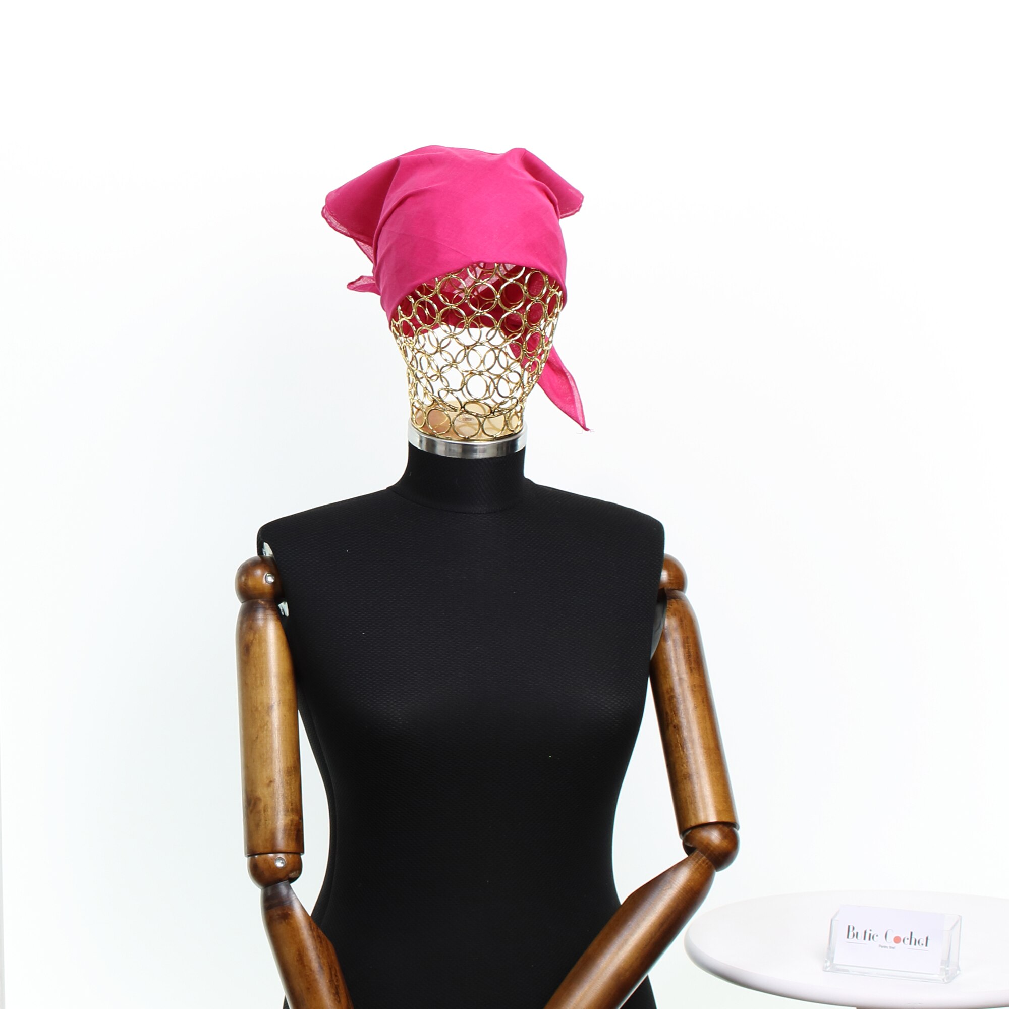 Bandana din bumbac, dimensiune 55x55 cm, Buticcochet, model uni, Fucsia ...