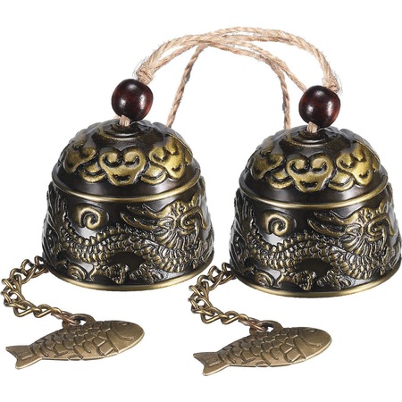Set 2 clopotei de vant vintage, Sunmostar, Metal, 4 x 3.5 cm, Bronz ...