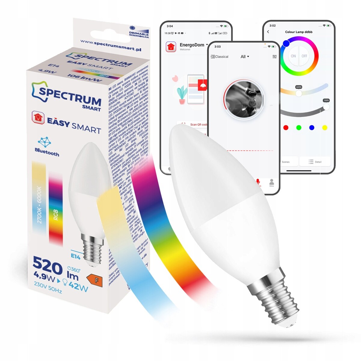 Easy Smart Bec, Spectrum, Bluetooth, LED, E14, Alb - eMAG.ro