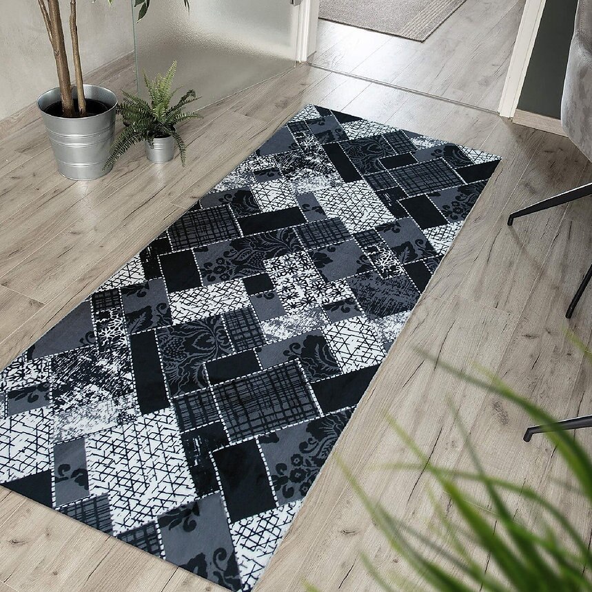 Covor Antiderapant Negru, Poliester, 60 x 120 cm - eMAG.ro