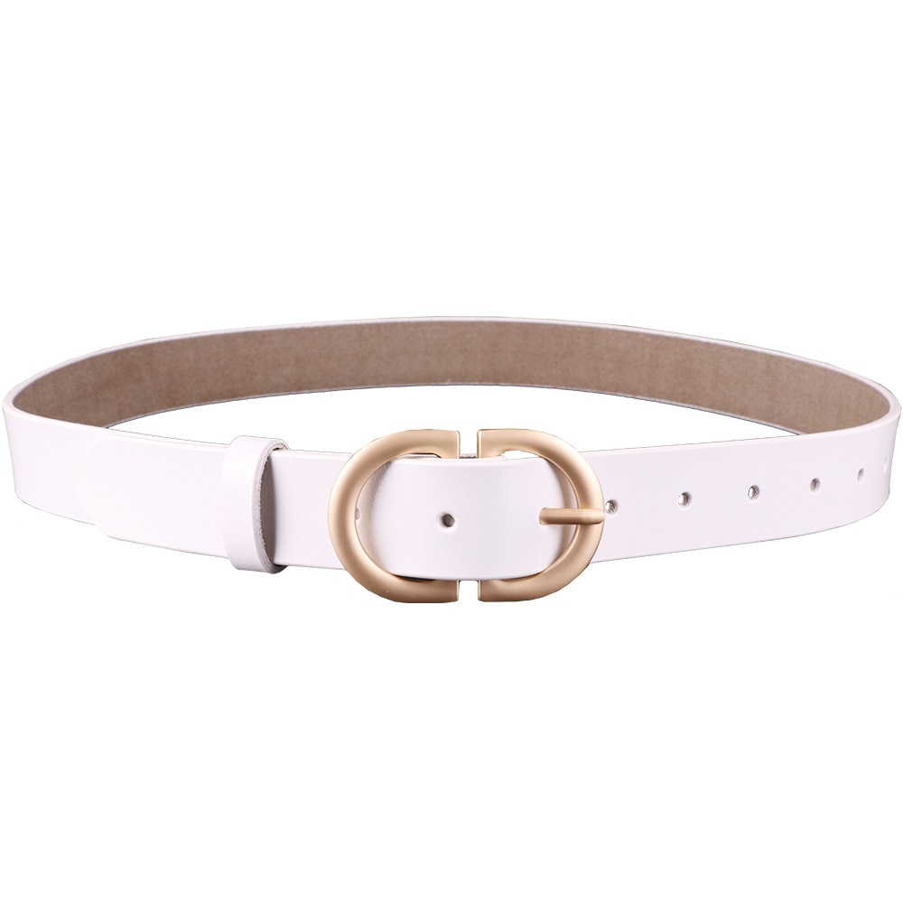 Curea pentru dama, din piele naturala, sic, cu catarama aurie, 105 cm ...