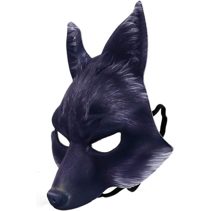 Masca de Halloween, Sunmostar, Model Lup, EVA, Negru/Albastru - eMAG.ro