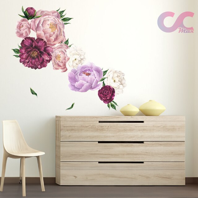 Sticker Decorativ Autoadeziv CCmax cu Bujori, Mov, Roz si Alb. 680x615 ...