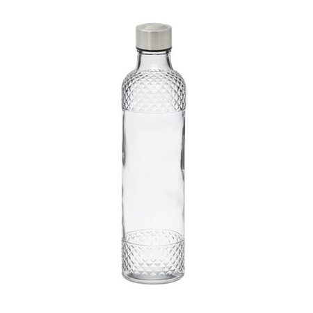 Recipient din sticla, design 3D, cu capac metalic filetat, Transparent ...