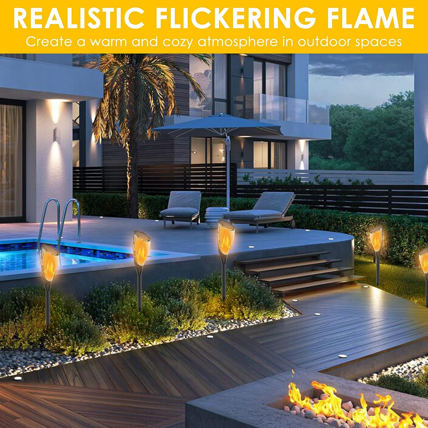 Set 4 lumini solare pentru gazon, IP65, 65x8x8 cm, Pentru curte ...