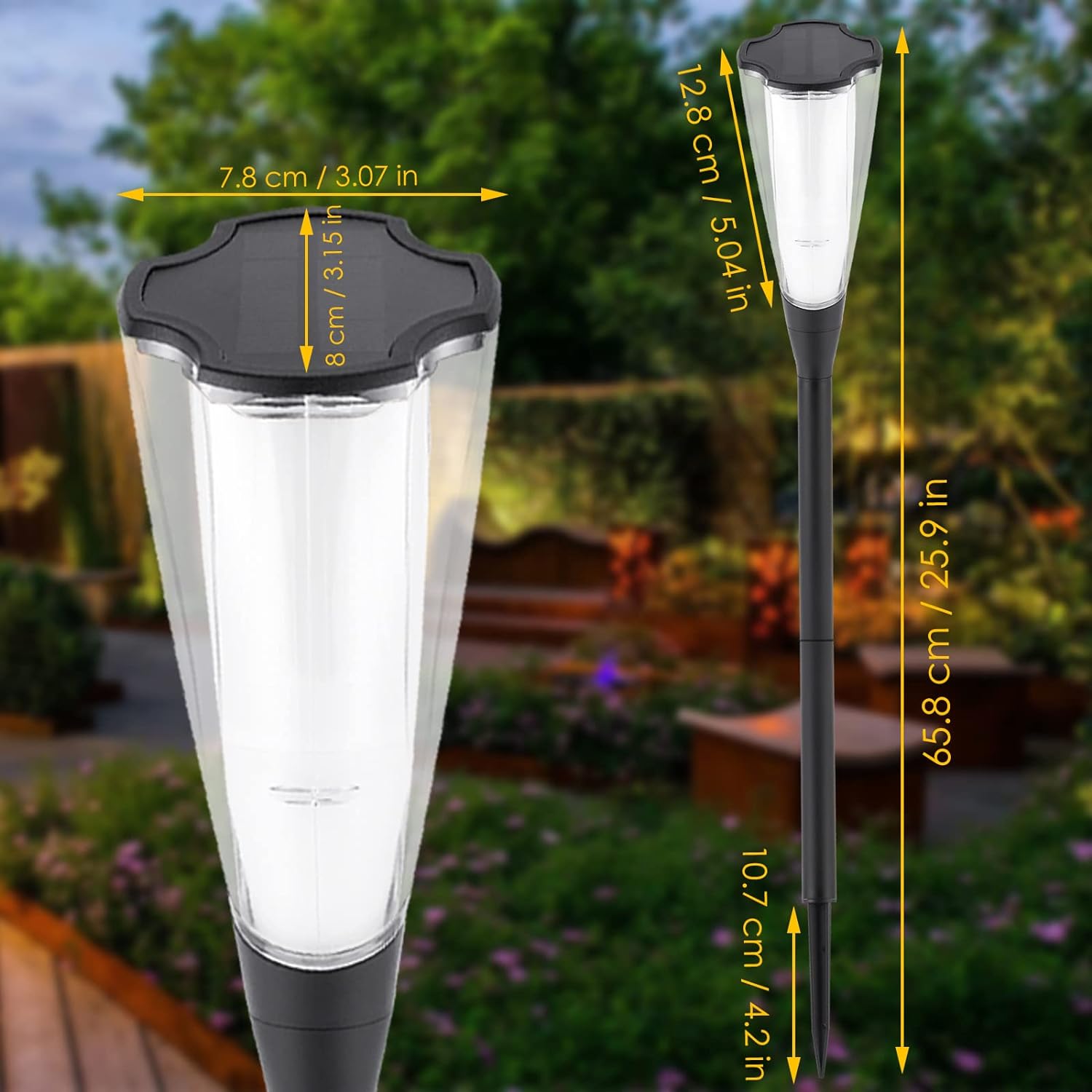 Set 4 lumini solare pentru gazon, IP65, 65x8x8 cm, Pentru curte ...