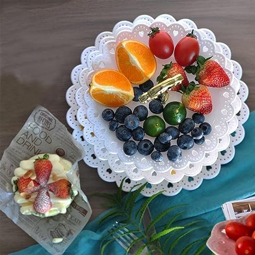 Suport pentru prajituri, Plastic, 3 Niveluri, Alb/Auriu - eMAG.ro