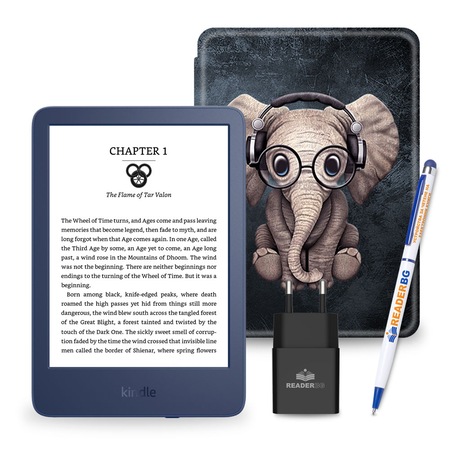 Комплект eBook четец Amazon Kindle 2022 Denim, Слонче, 4 части - eMAG.bg