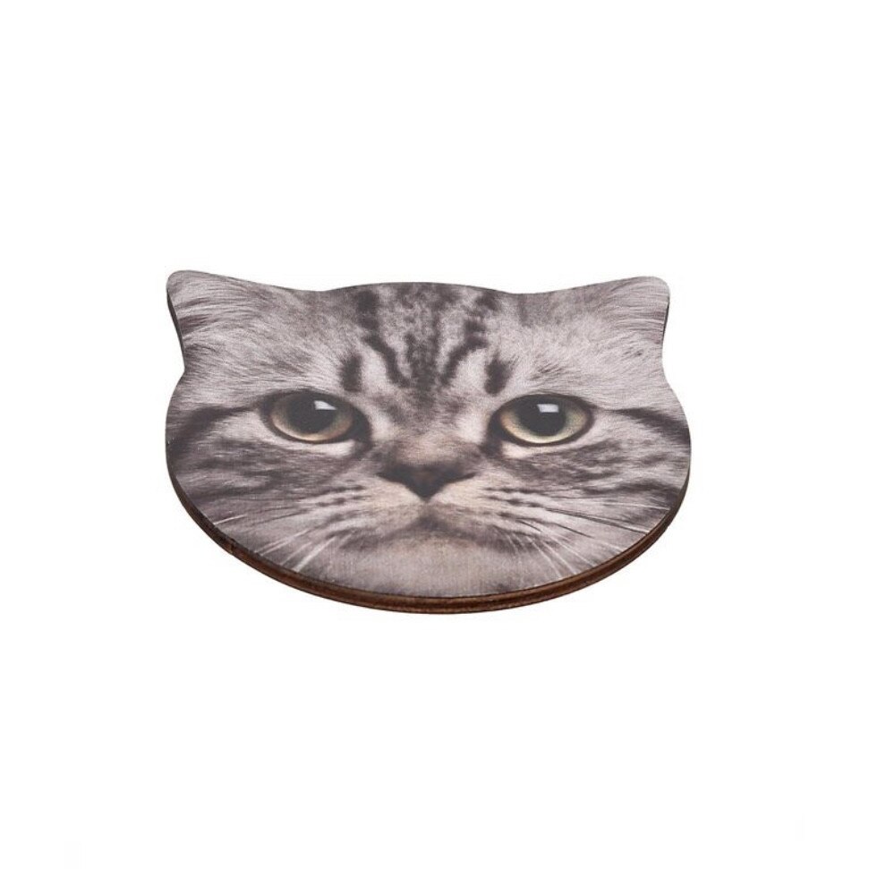 Set 4 suporturi pentru pahare, model cap de pisica, gri, 11 cm - eMAG.ro
