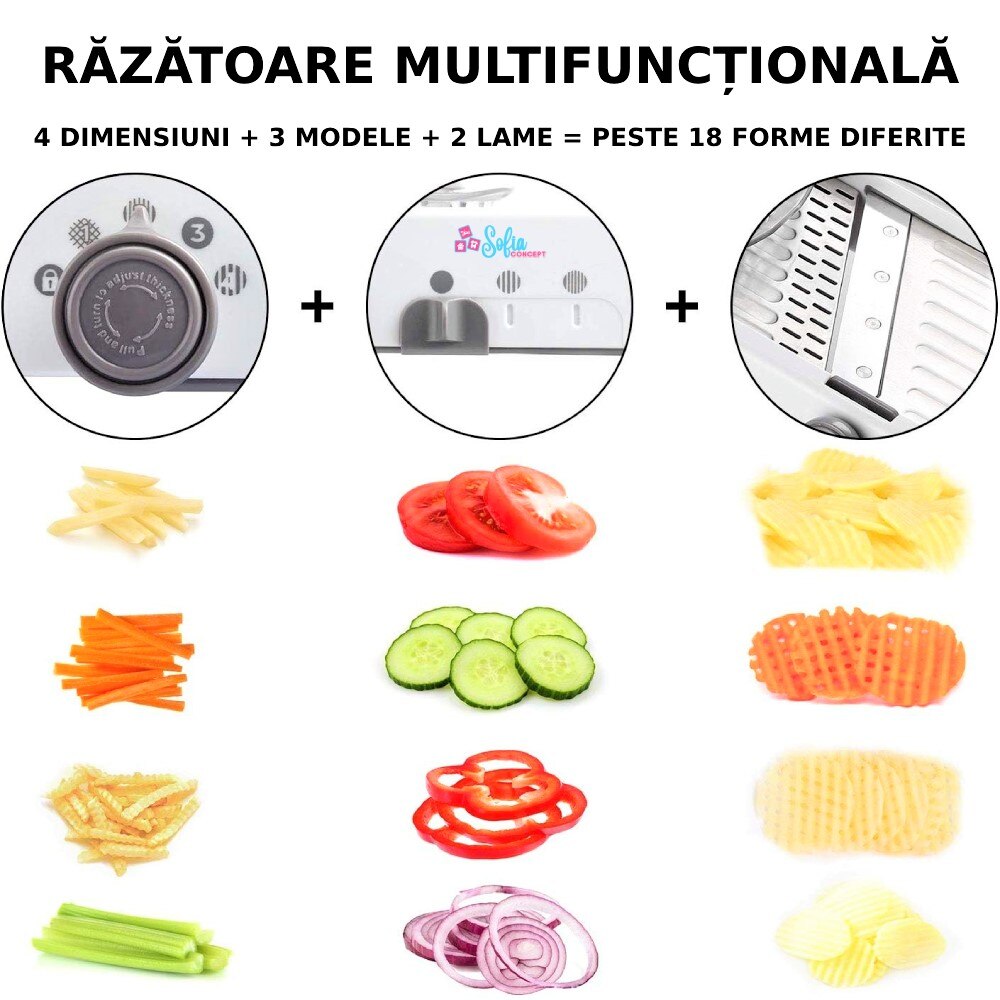 Razatoare Multifunctionala Sofia CONCEPT®, pentru Legume si Fructe, 18 ...