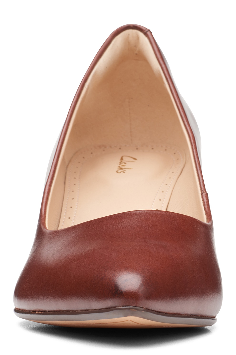 Clarks, Кожени обувки Violette55 с остър връх, Коняк кафяв, 4 - eMAG.bg