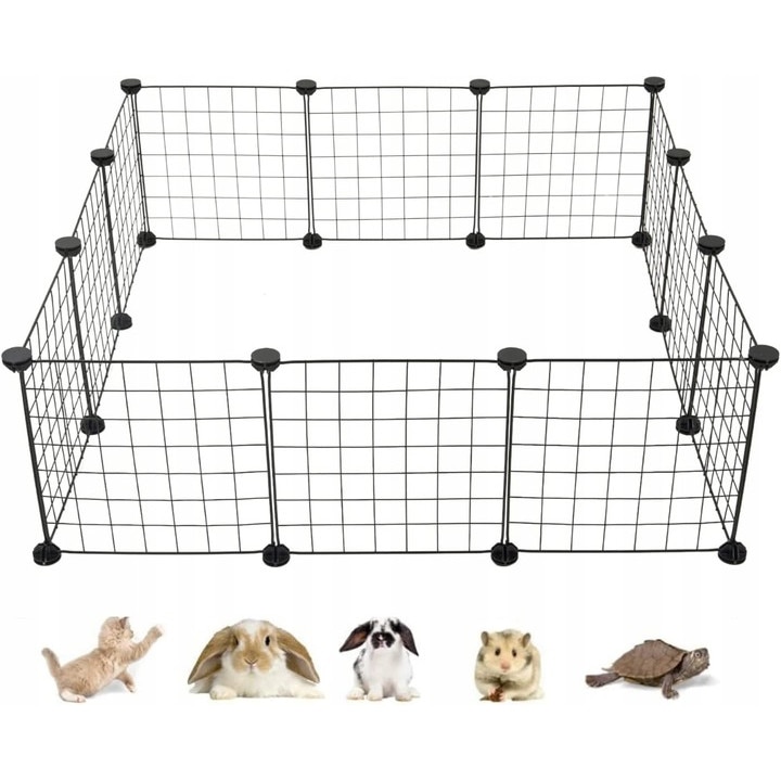 Клетка за котки, кучета или кокошки, Стоманена, Φ105 x 105 см, Черна ...